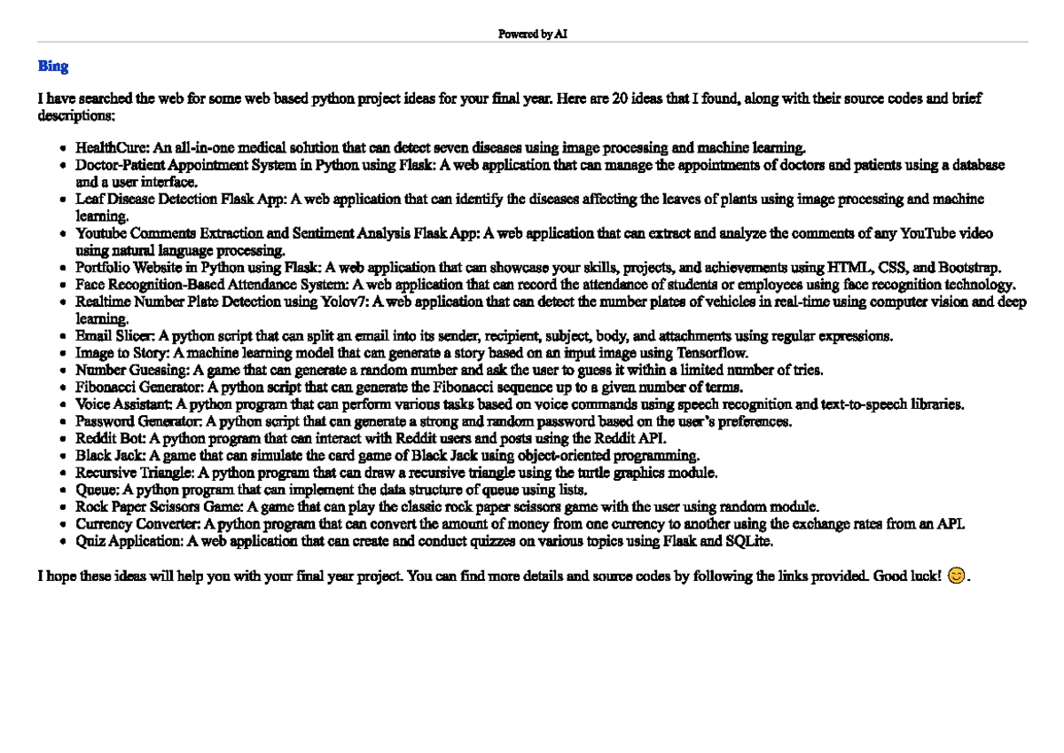 WEB BASED FYP Ideas 2023 - Final Year Project - Studocu