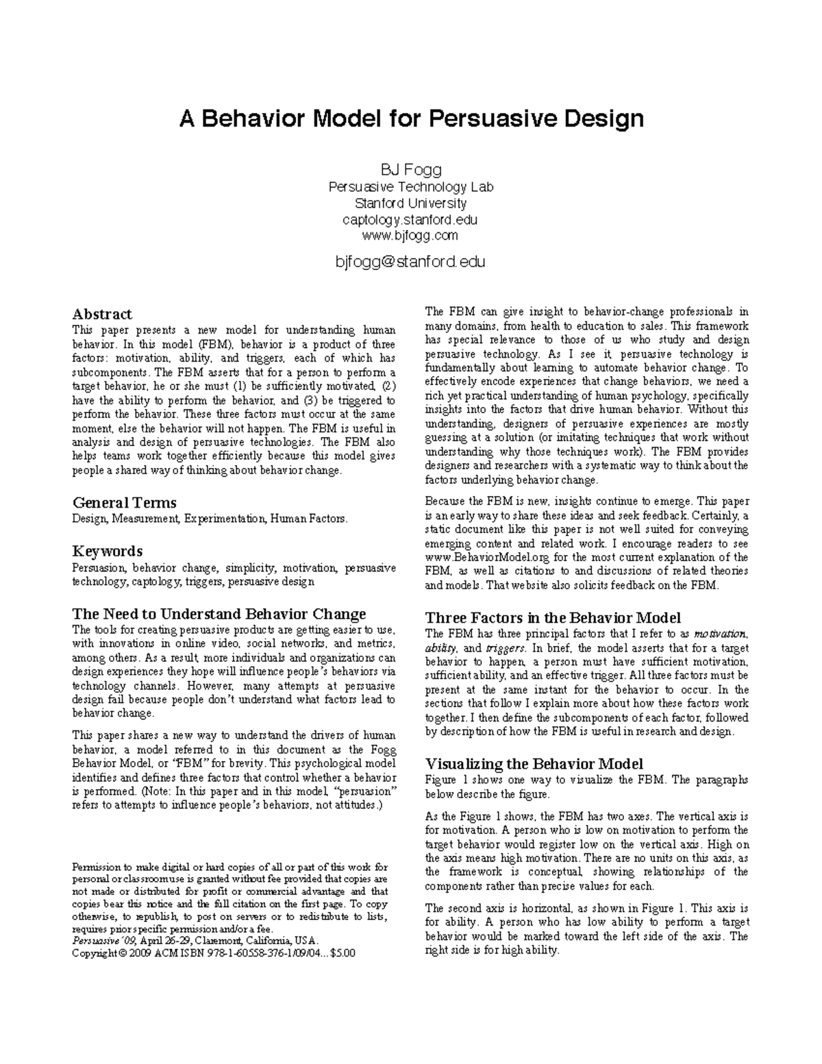 Fogg-A Behavior Model for Persuasive Design - stanford bjfogg bjfogg ...