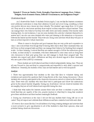 Episode 3-FS1 - Field Study worksheets - Episode 3 “Focus on Gender ...