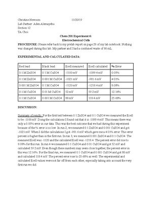 Lab Report Spectrophotometer and Beer’s Law Graph - 1 Madison McDaniel ...