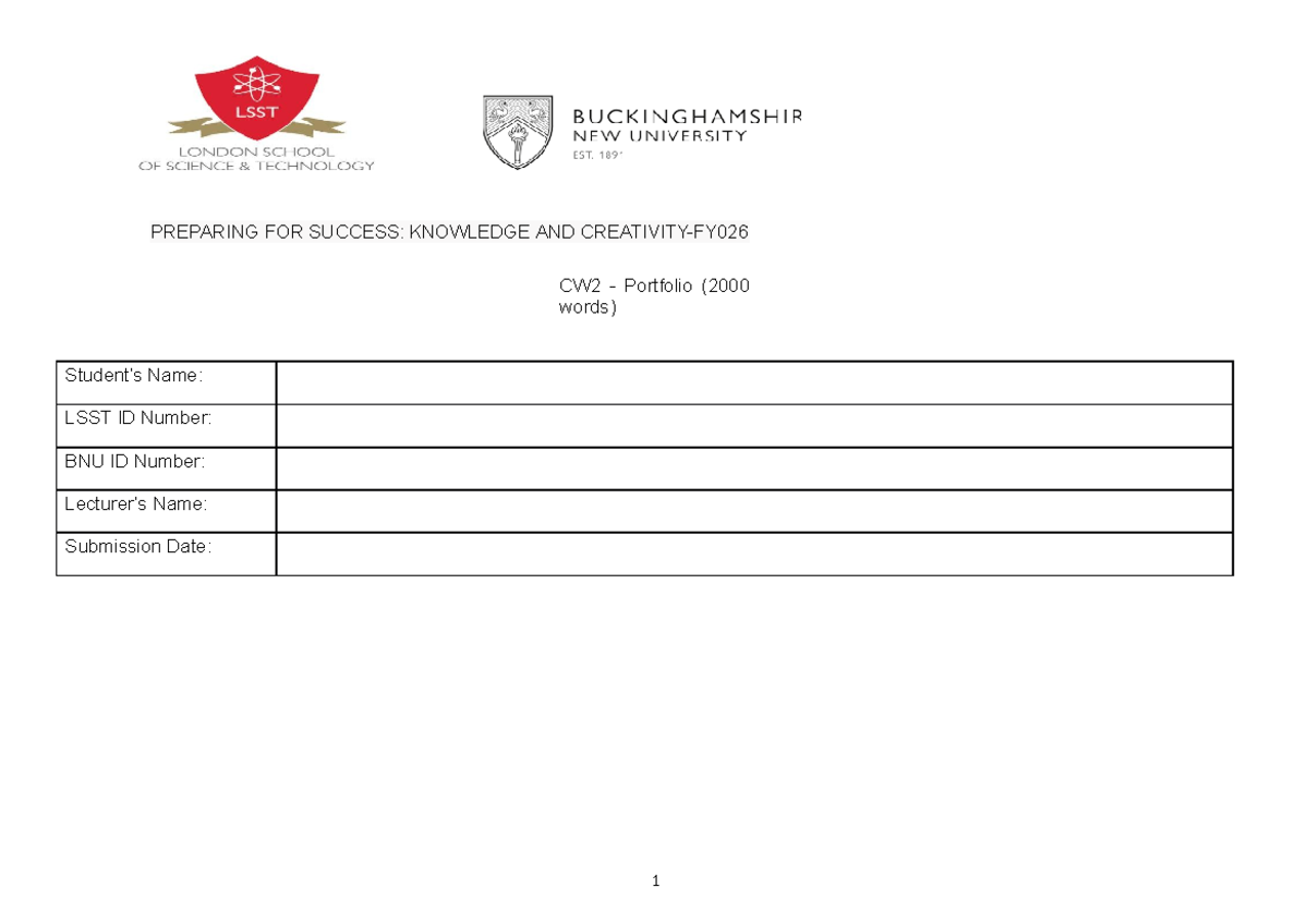 Cover page and further guide PSKC CW2 - 1 PREPARING FOR SUCCESS ...