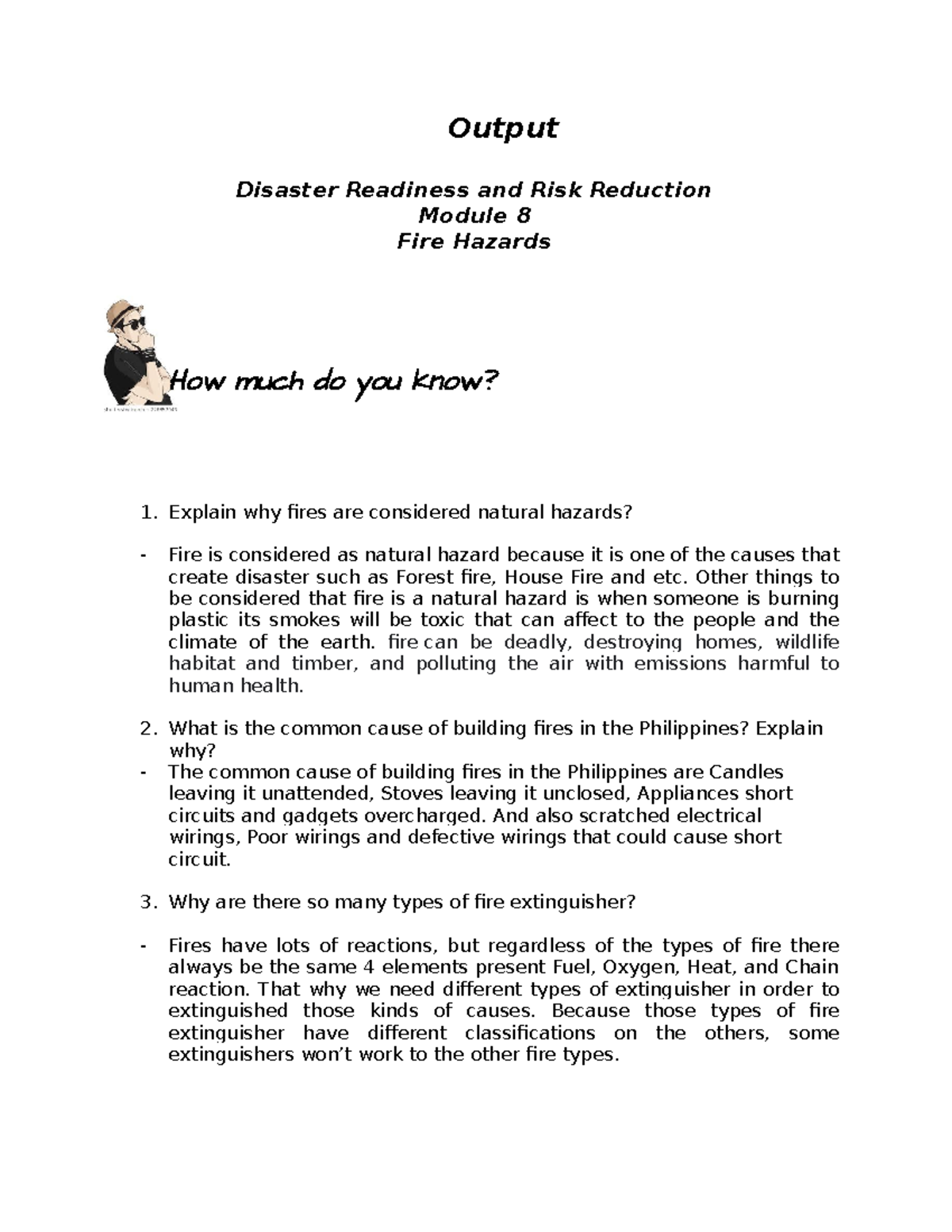 Disaster Readiness and Risk Reduction - Output Disaster Readiness and ...