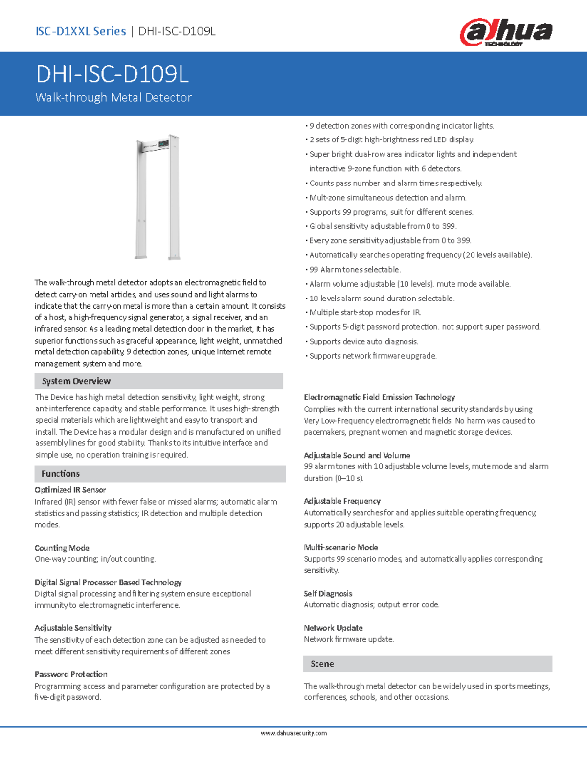 ISC-D109L - ISC-D109L arco detector Dahua information - ISC-D1XXL ...