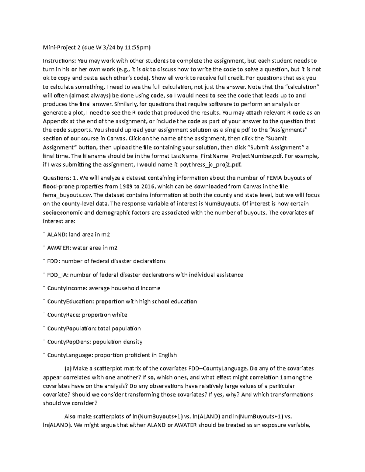 Mine - Course work paper - Mini-Project 2 (due W 3/24 by 11:59pm ...