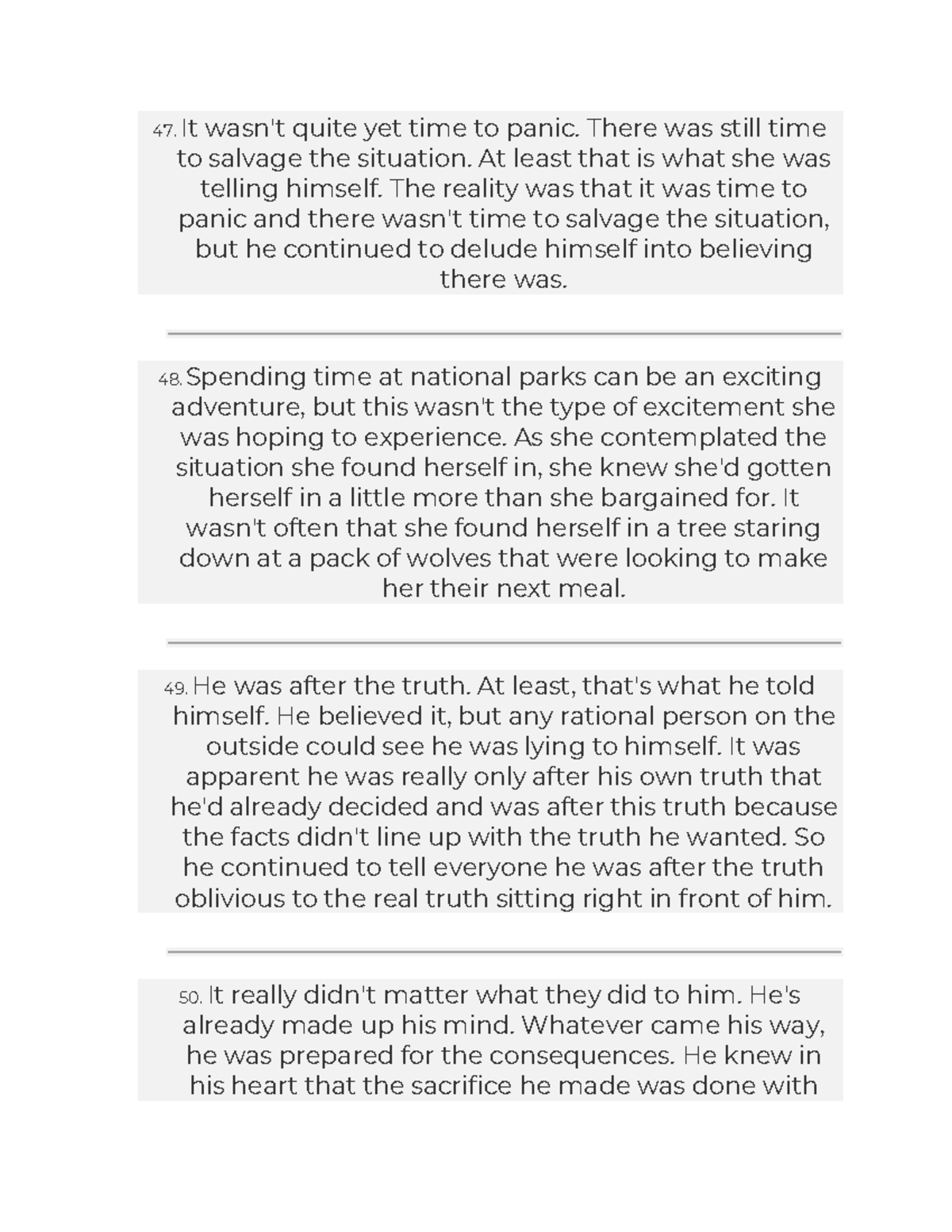 The importance of proper-15 - 47. It wasn't quite yet time to panic ...