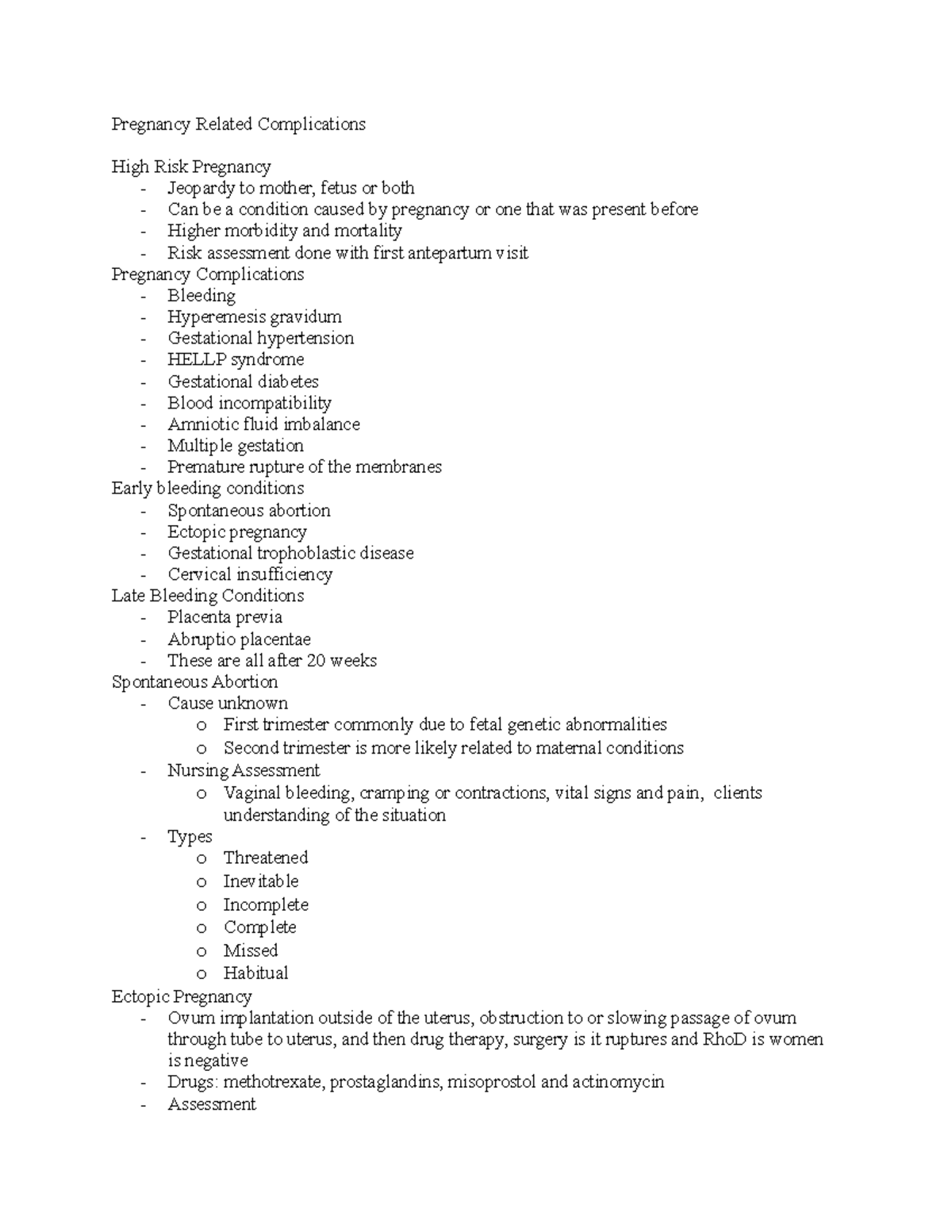 Pregnancy Related Complications - o Need ultrasound visualization o ...