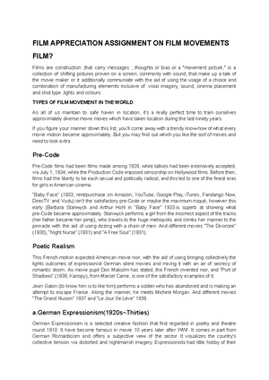 FILM Appreciation AND FILM Analysis - FILM APPRECIATION AND FILM ...