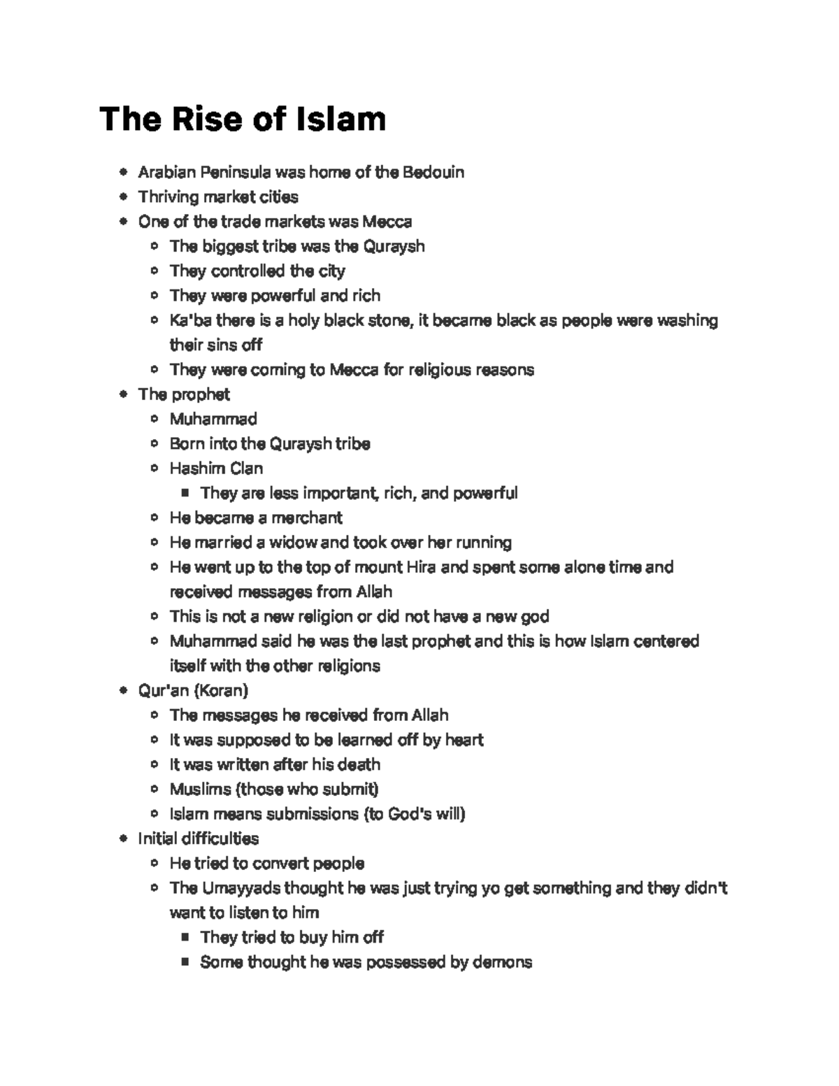 The Rise of Islam: From Mecca to Medina and Beyond - Studocu