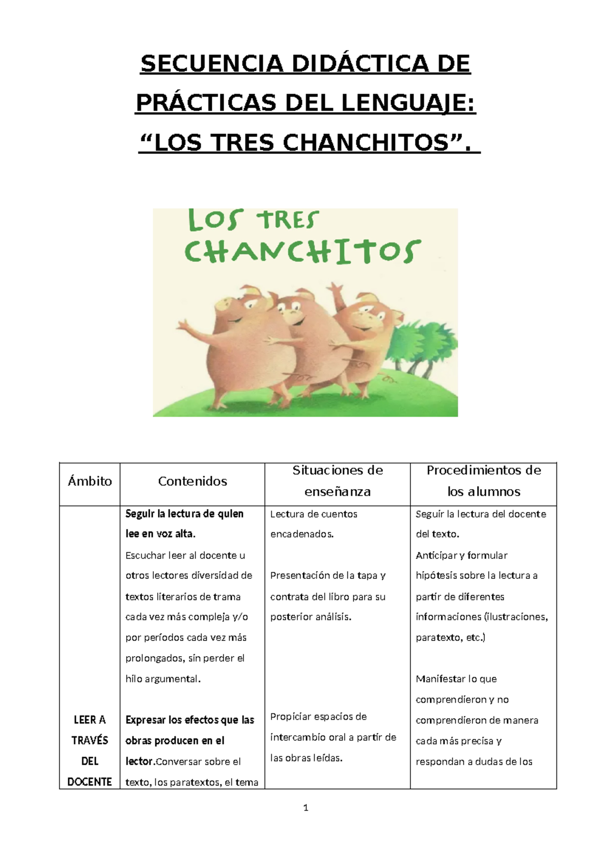 Secuencia Didáctica Los tres cerditos - SECUENCIA DIDÁCTICA DE ...