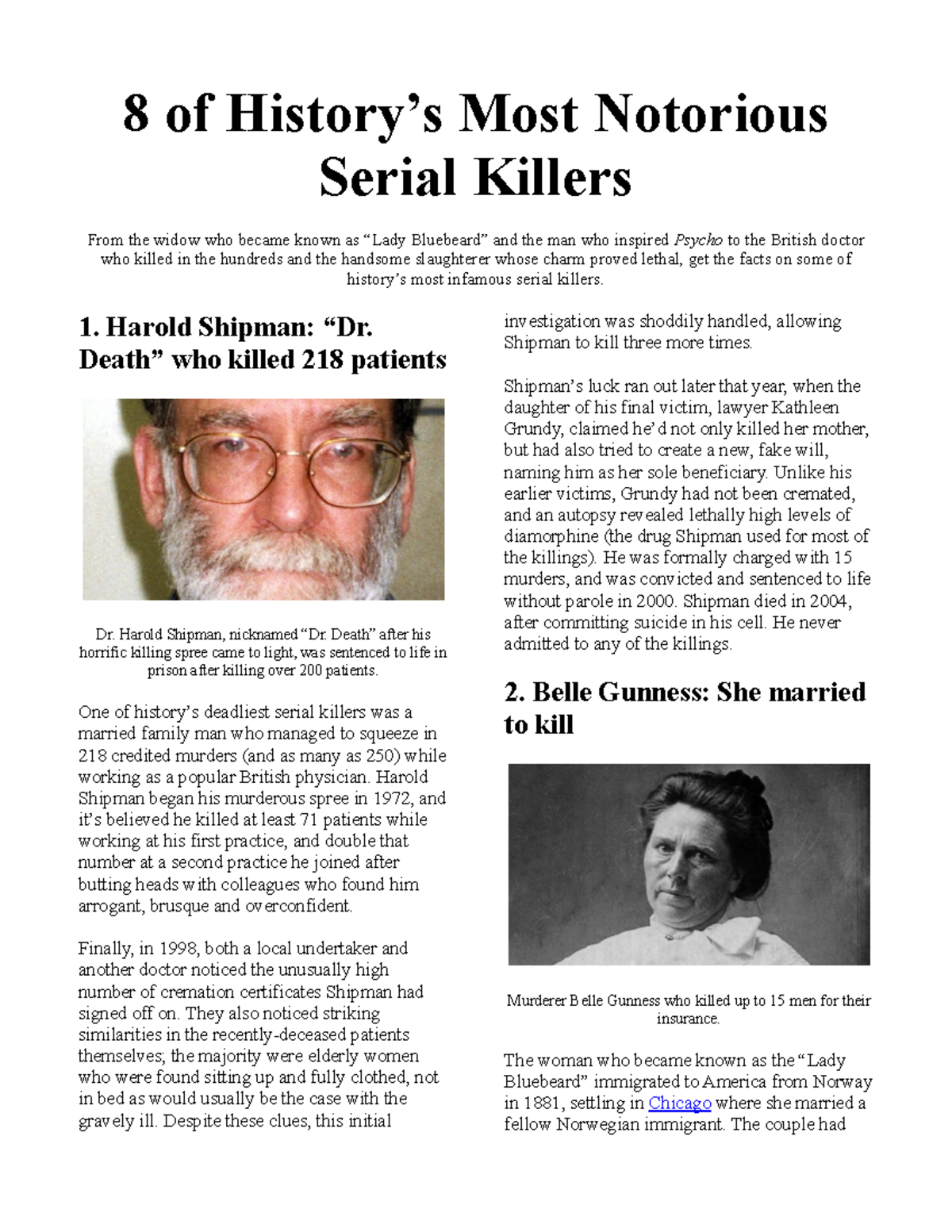 Copy of 12 - Info Reading Text - Crime and Psychology 8 Notorious ...