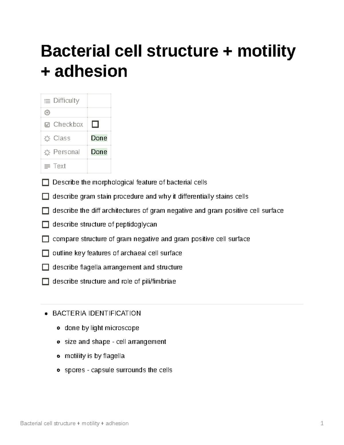 Cell structure + motility - Bacterial cell structure + motility ...