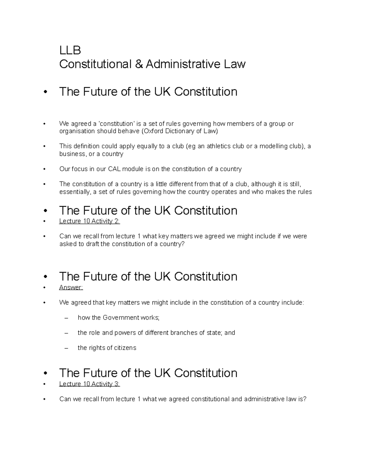 The future of the UK constitution - LLB Constitutional & Administrative ...