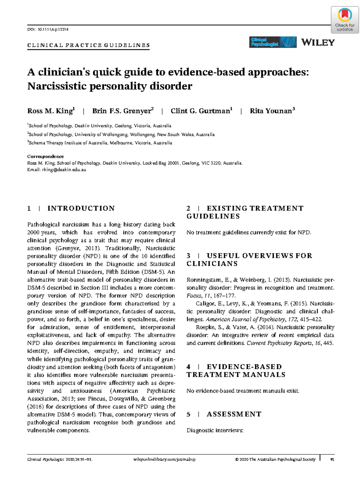 clinicians guide. - CLINICAL PRACTICE GUIDELINES A clinician's quick ...