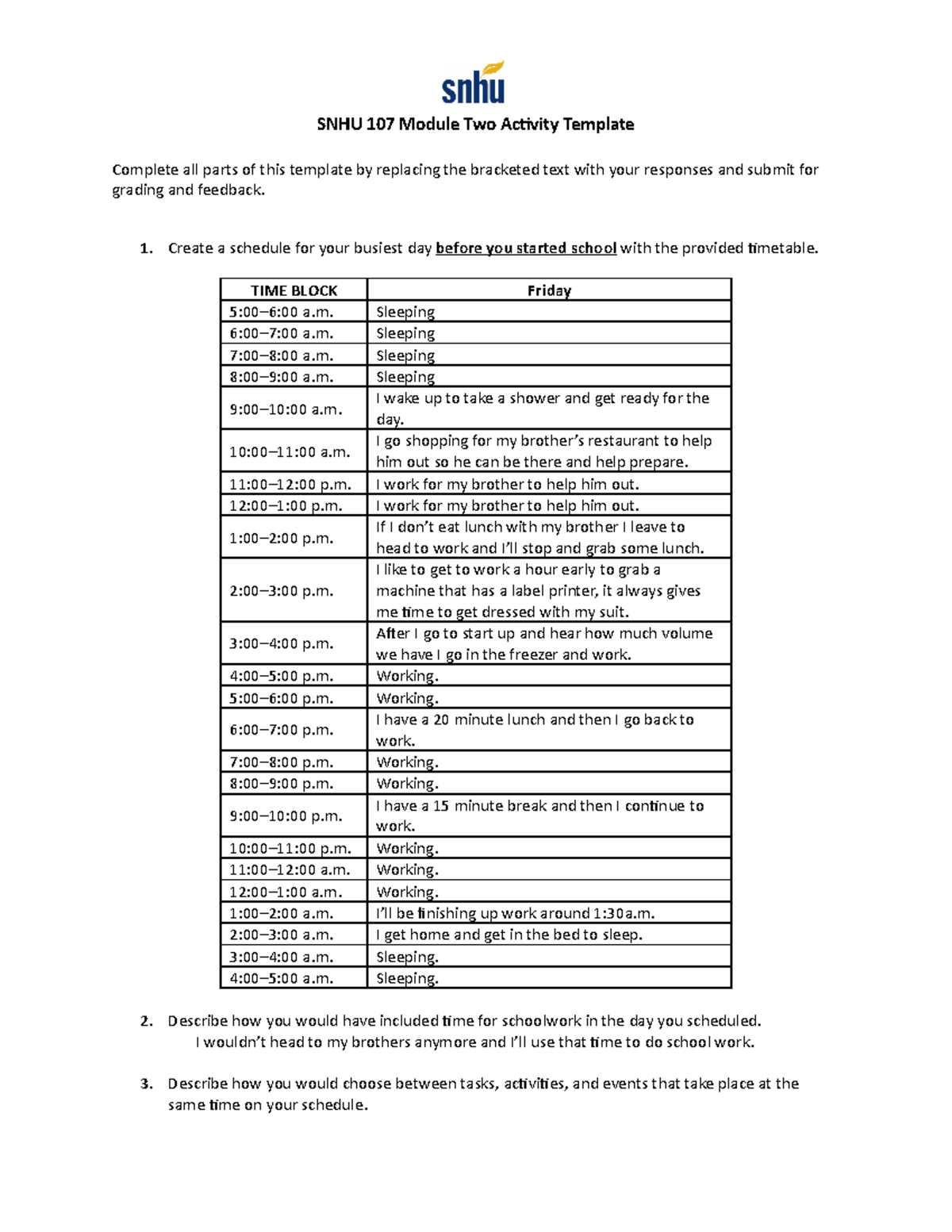 SNHU 107 Module Two Activity Template - SNHU 107 Module Two Activity ...