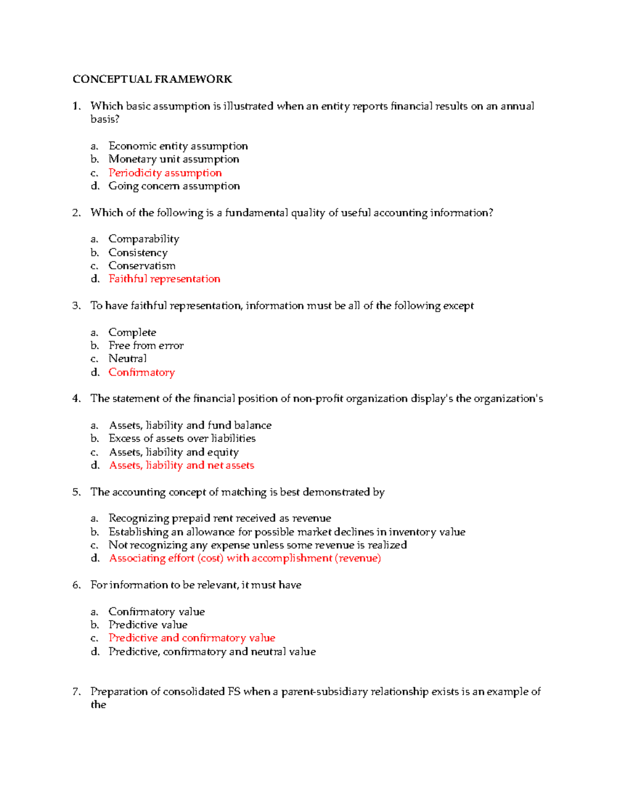Drill #1 - Conceptual Framework with Answers - CONCEPTUAL FRAMEWORK ...