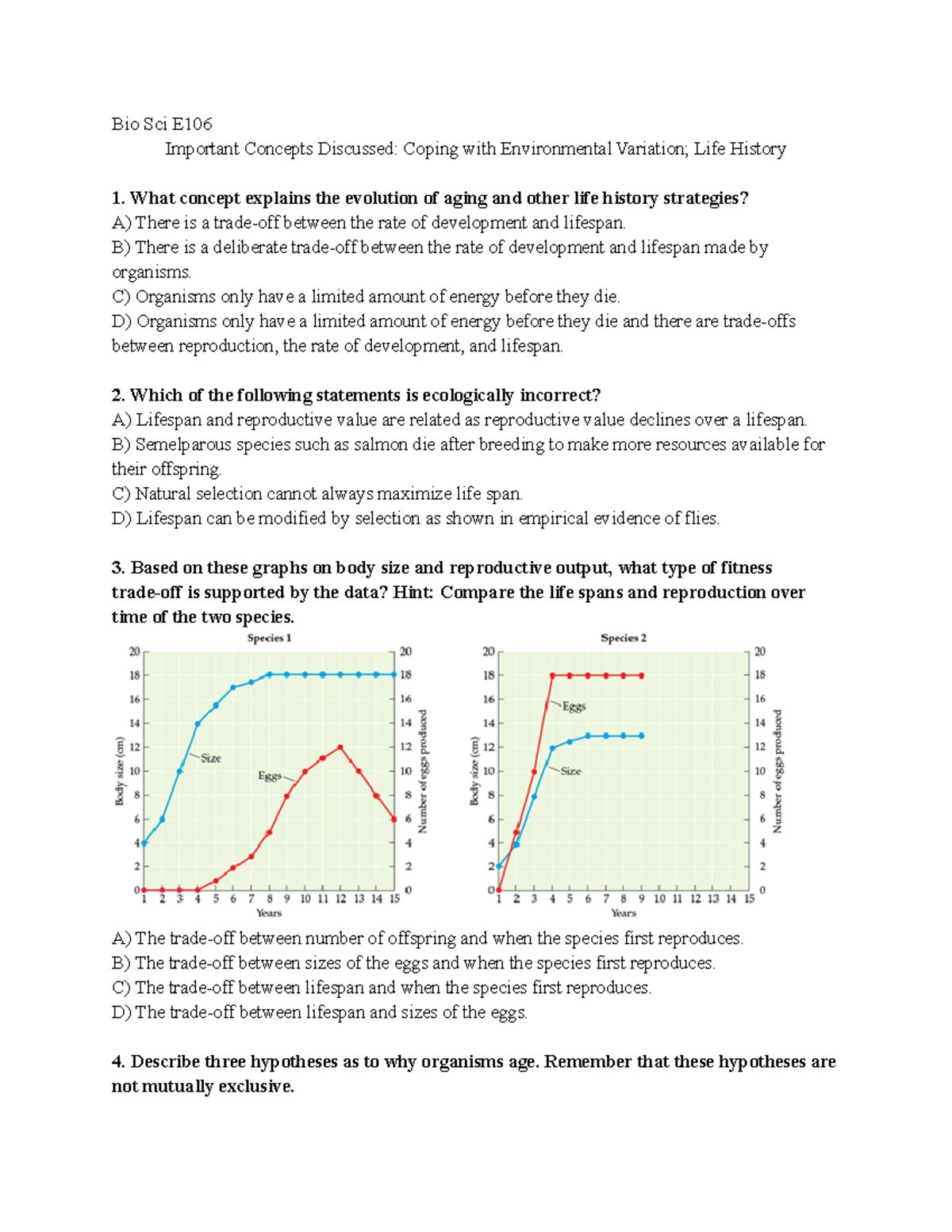 E106 note 13 - Spring - Bio Sci E Important Concepts Discussed: Coping ...