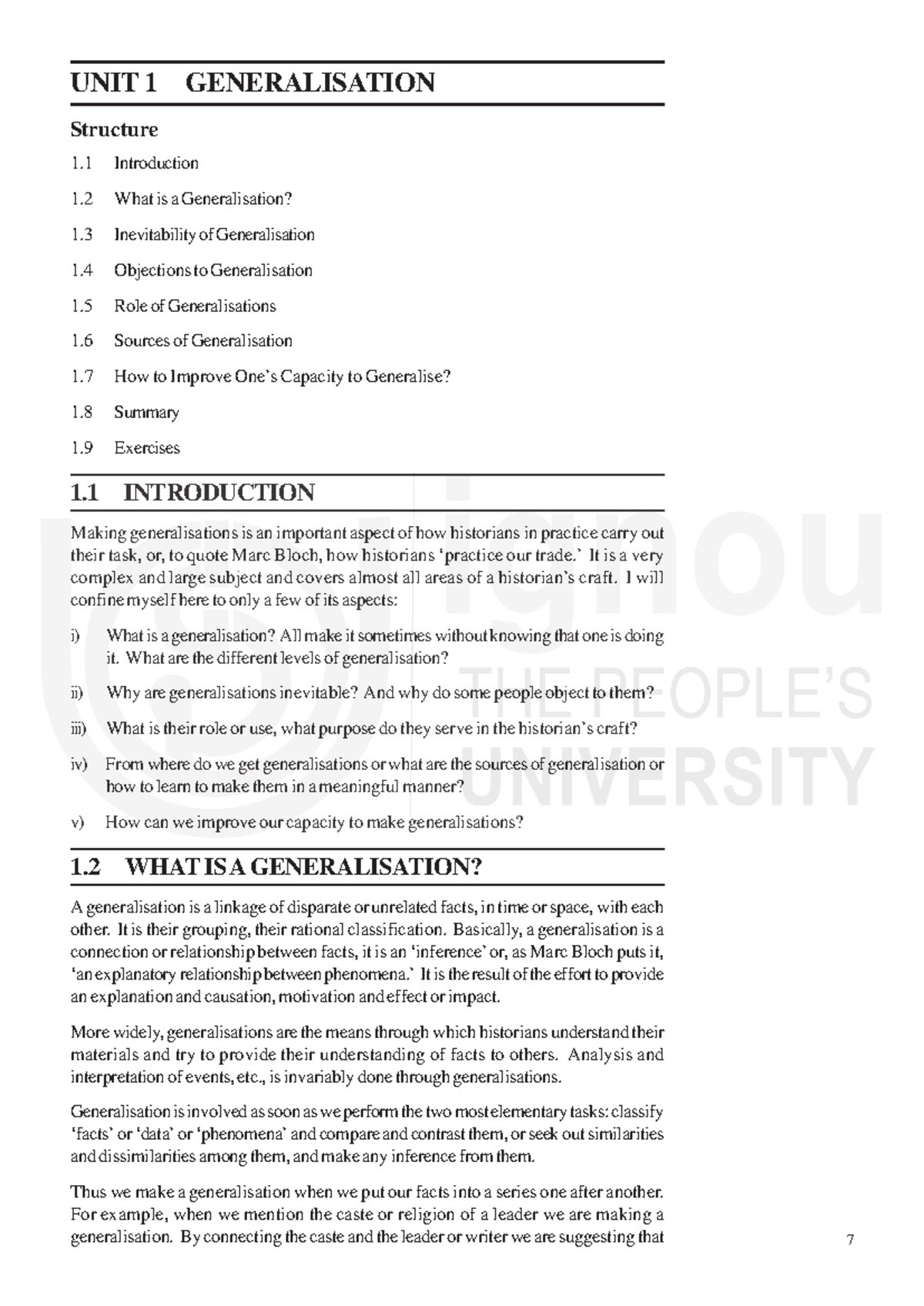 Block-1 - BOOKS FOR IGNOU MHI-03 - UNIT 1 GENERALISATION Structure 1 Introduction 1 What is a ...