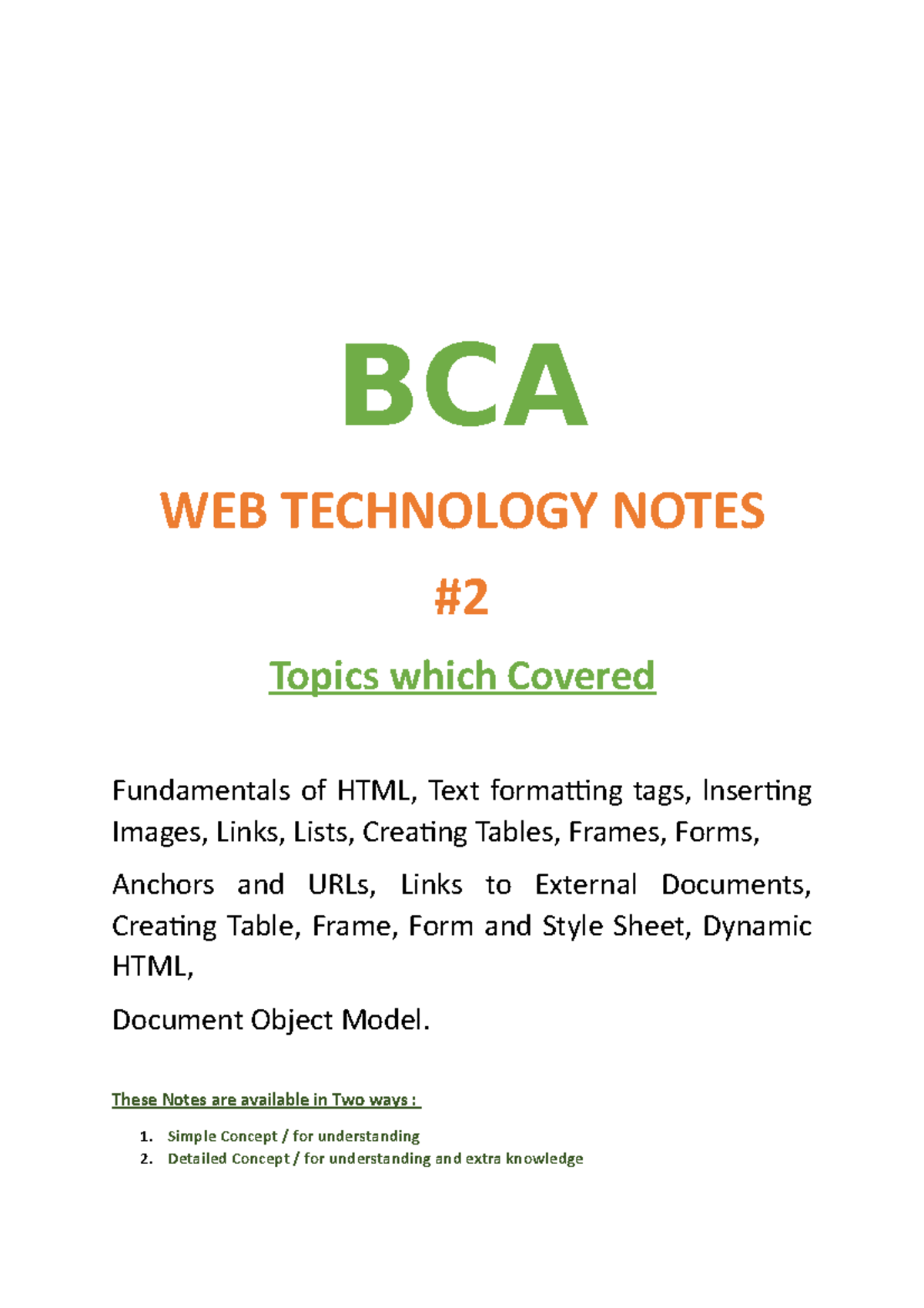 Unit 2, 2nd semester, Minor web technology - BCA WEB TECHNOLOGY NOTES ...