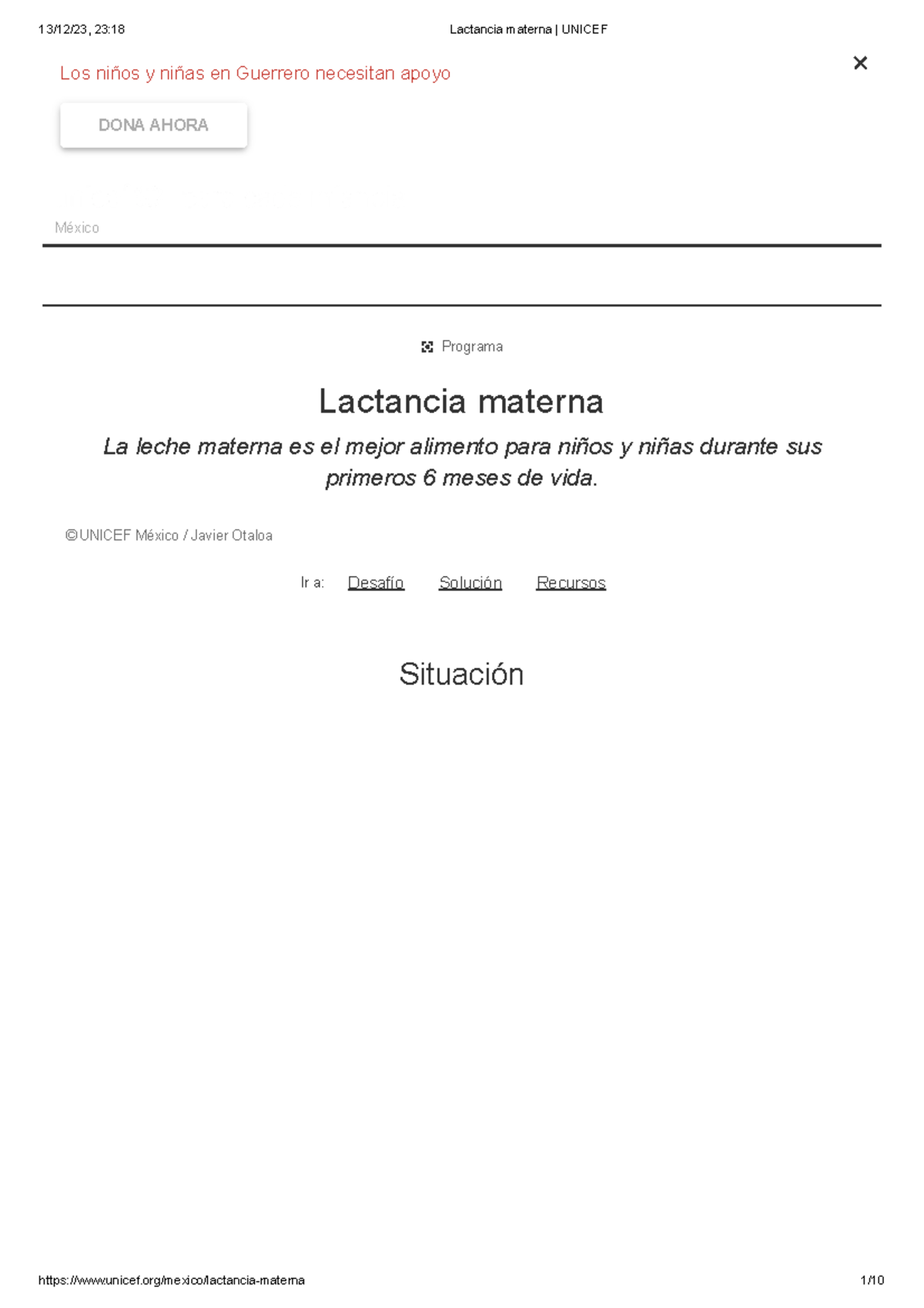 Lactancia materna Unicef - © UNICEF México / Javier Otaloa Ir a ...
