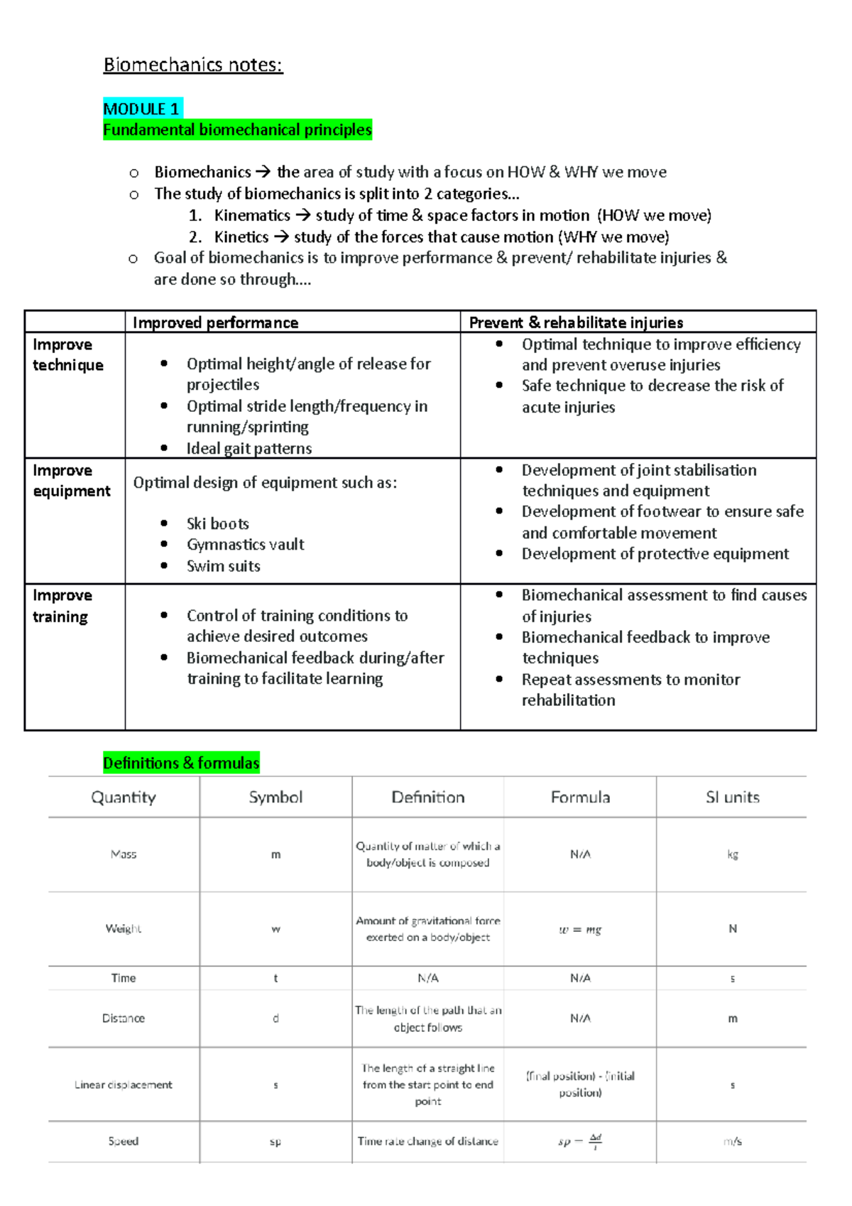 Biomechanics notes - Biomechanics notes: MODULE 1 Fundamental ...
