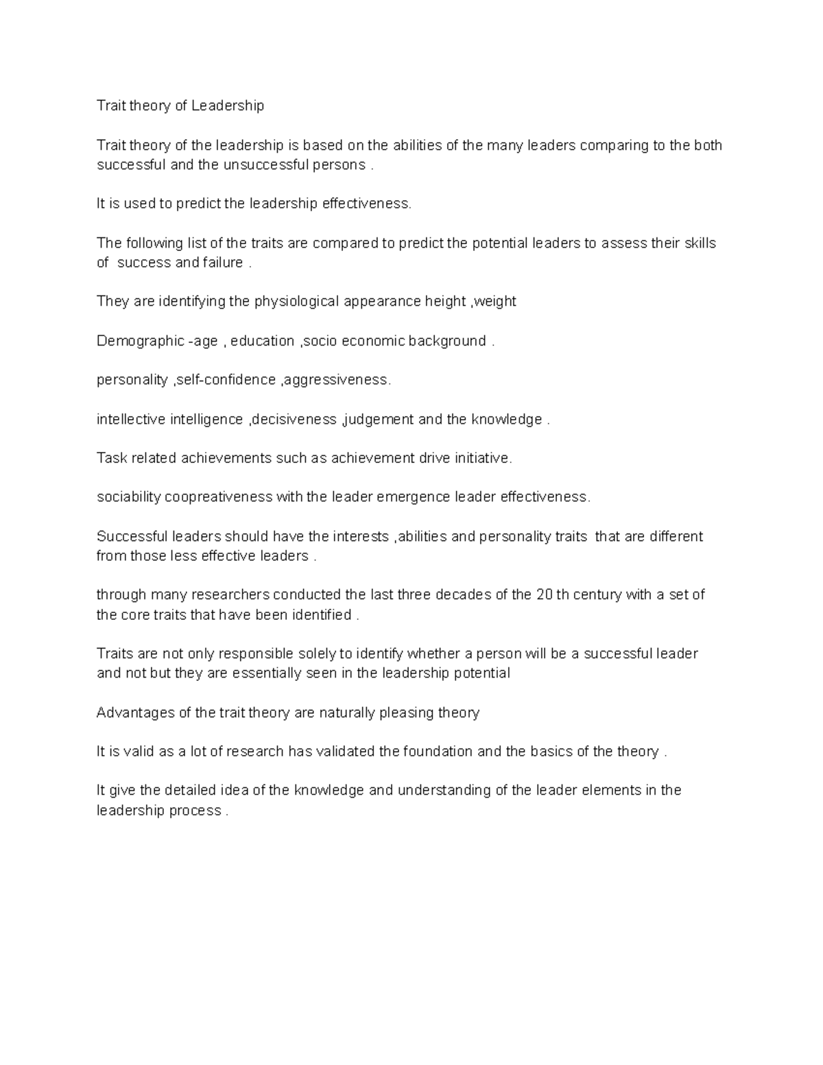 Traits theory of Leadership - Trait theory of Leadership Trait theory ...