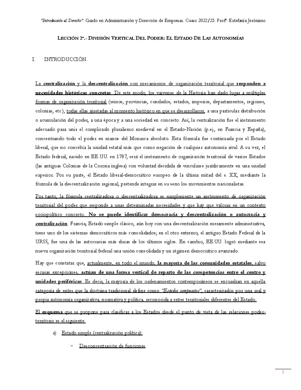 Leccion 2 Division Vertical Poder Estado de las Autonomias - LECCI”N 2 ™.- DIVISI”N VERTICAL DEL ...