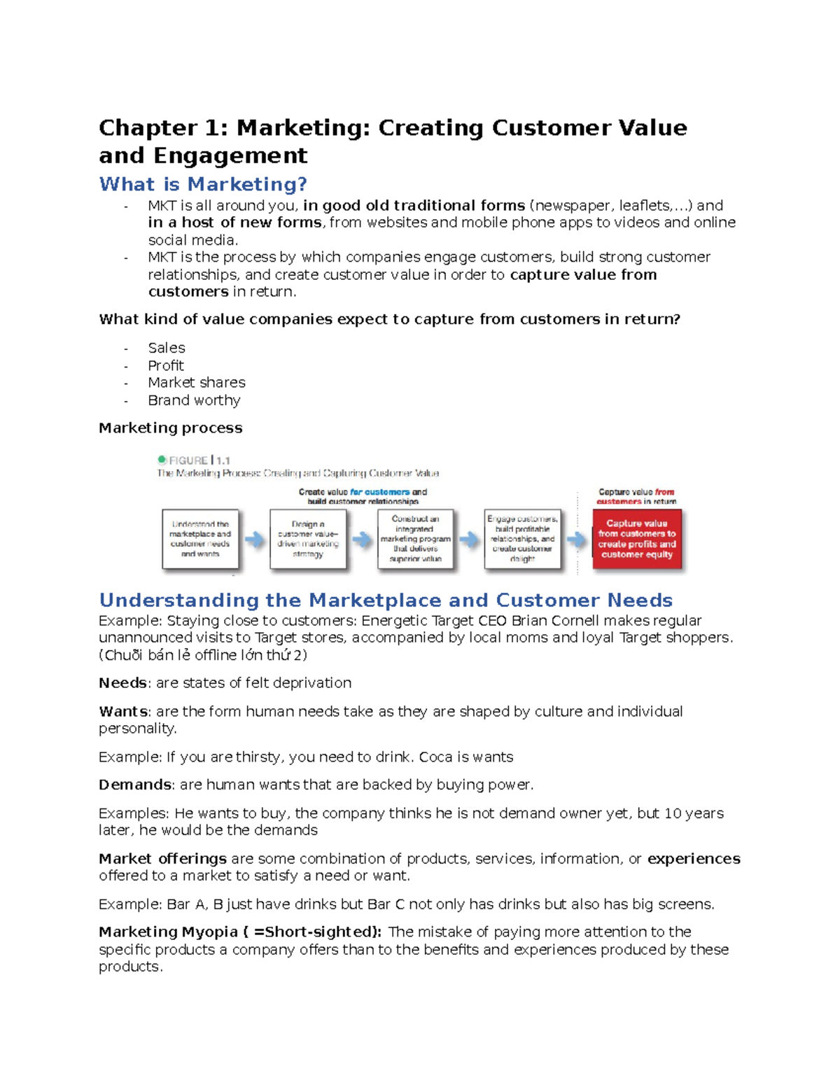 Chapter 1 - Chapter 1: Marketing: Creating Customer Value and Engagement What is Marketing? MKT ...