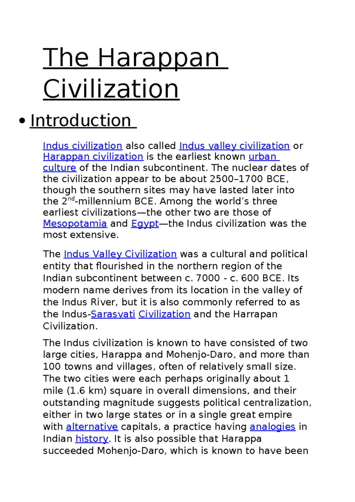 The Harappan Civilization - The Harappan Civilization Introduction ...