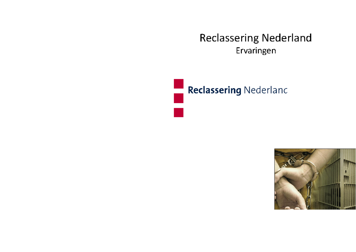 Informatieboekje Reclassering - Reclassering Nederland Ervaringen Over ...