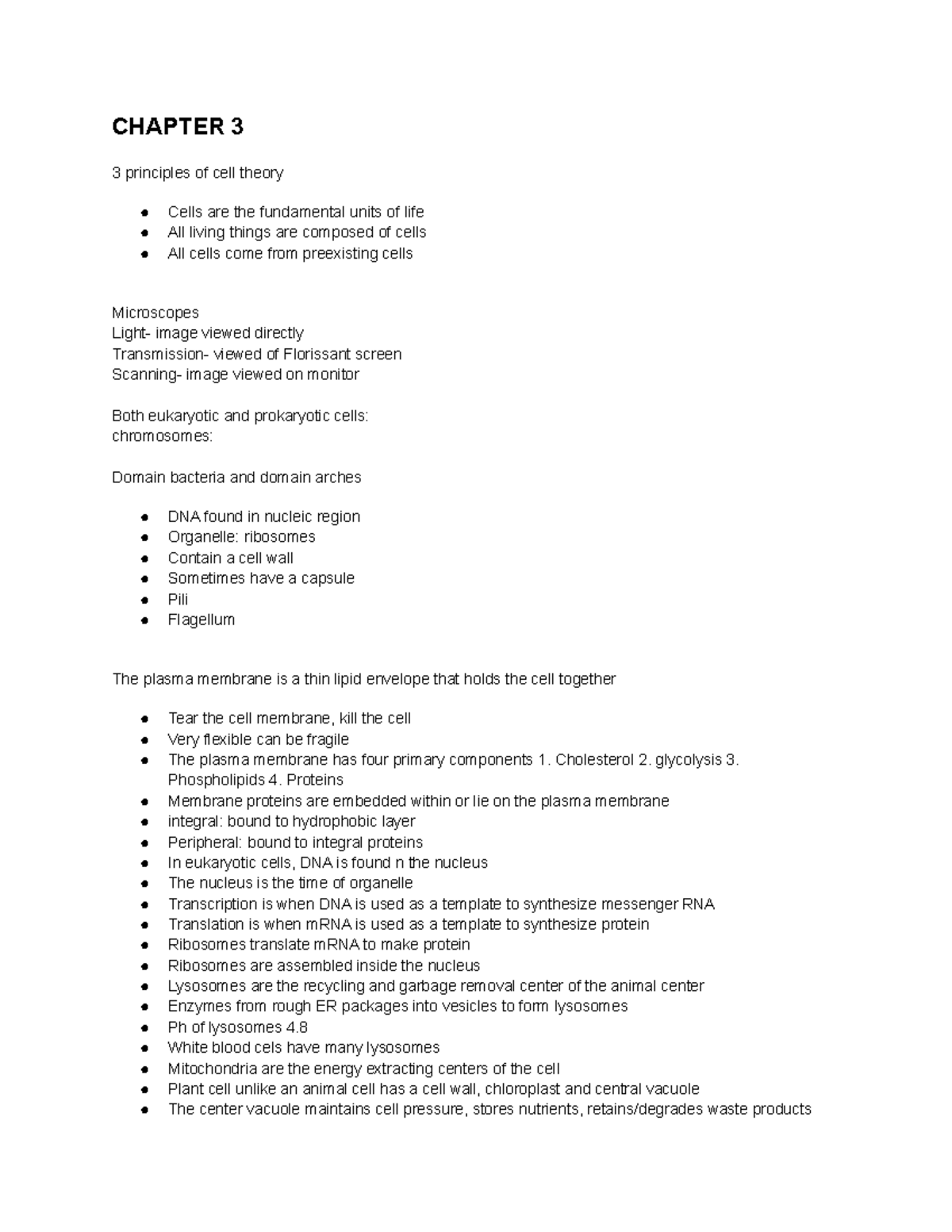 Chapter 3 BIO189-2 - CHAPTER 3 3 principles of cell theory Cells are ...