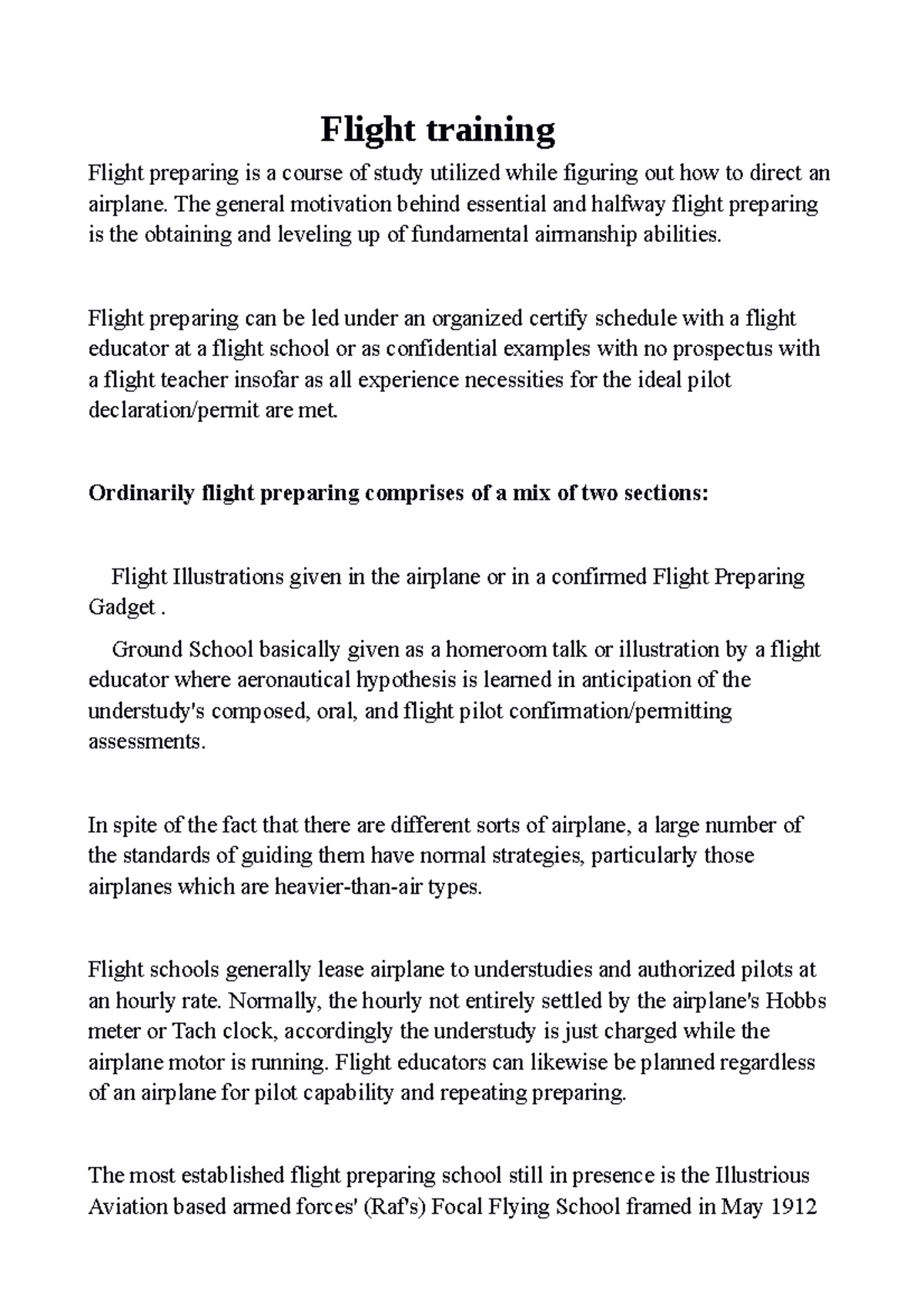 Flight training - Ifha - Flight training Flight preparing is a course ...