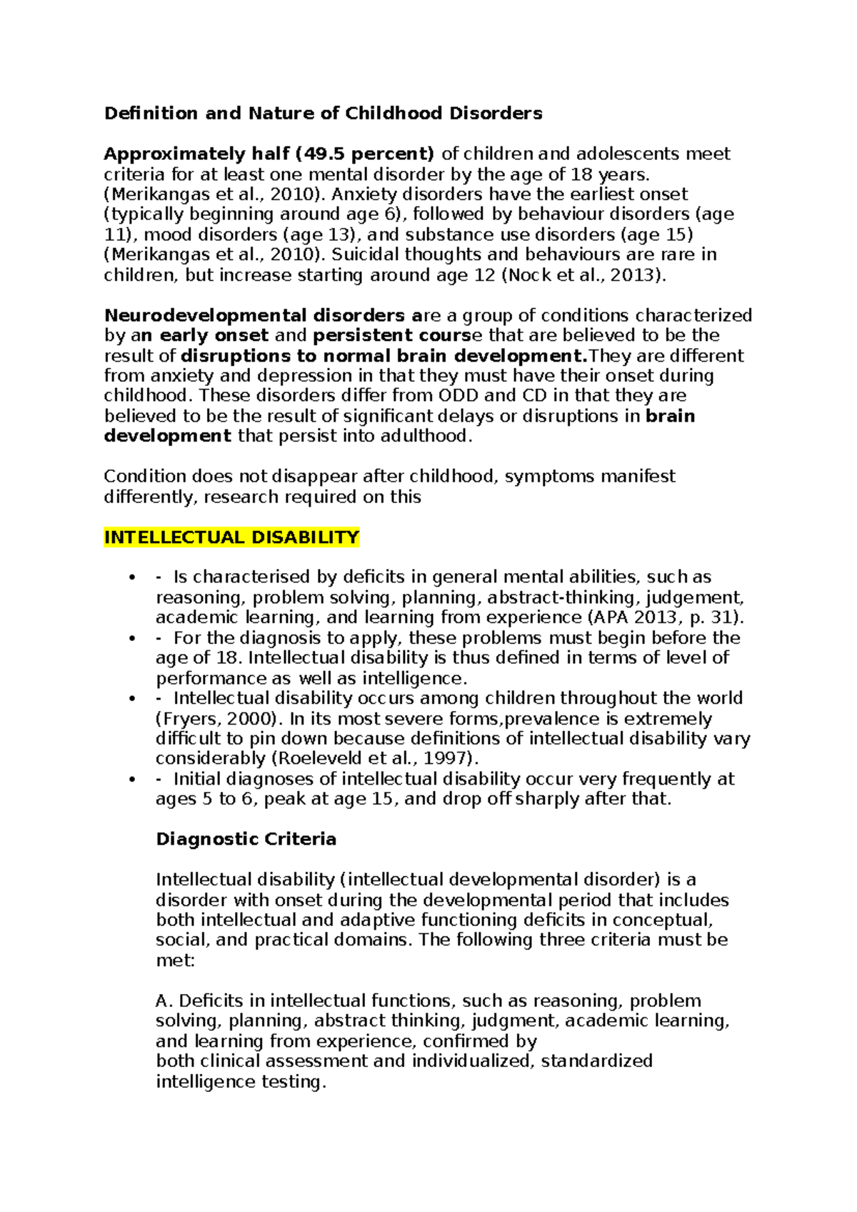 Neurodevelopmental Disorders - Definition and Nature of Childhood ...