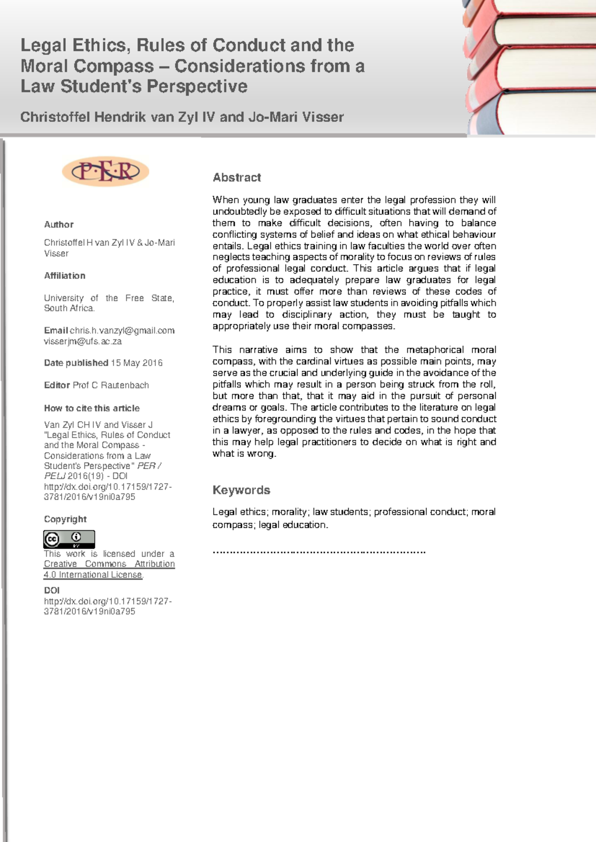 Article - Abstract When young law graduates enter the legal profession ...