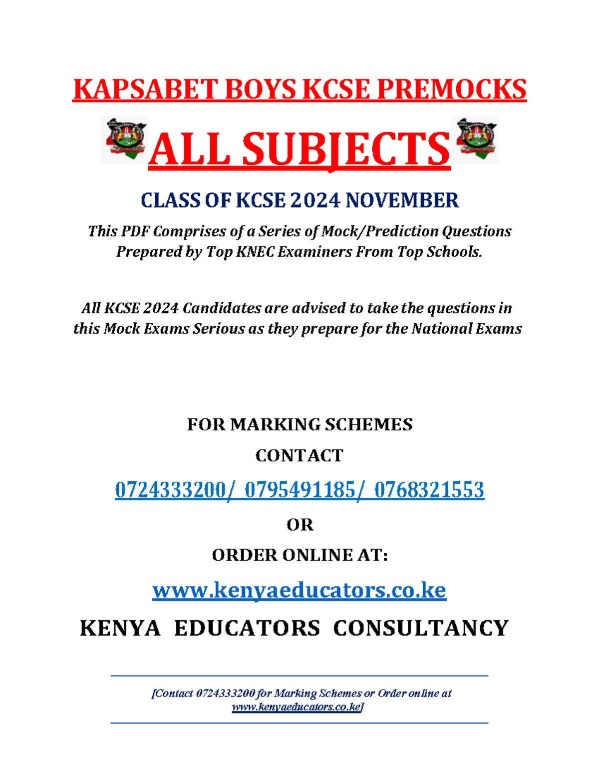 Kapsabet BOYS - Exams - [Contact 0724333200 for Marking Schemes or ...