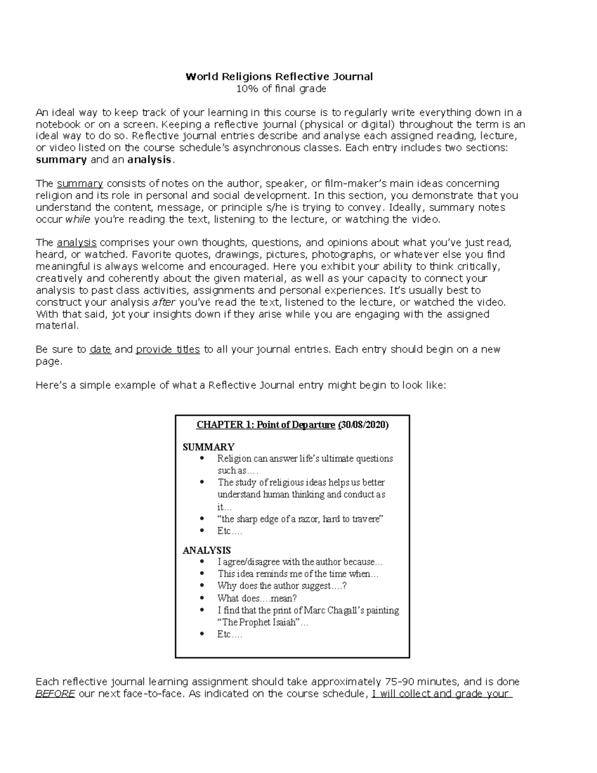 World Religions Reflective Journal - Keeping a reflective journal ...