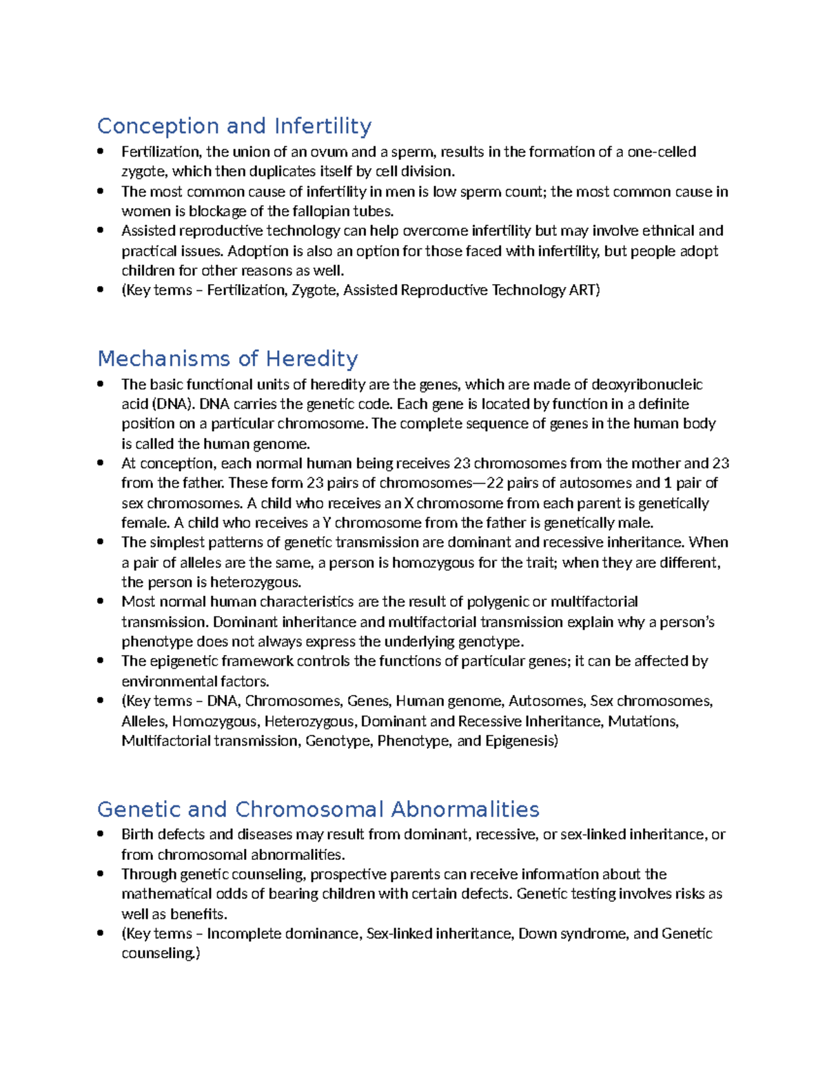 Chapter Two Summary - CHILD - Conception and Infertility Fertilization ...