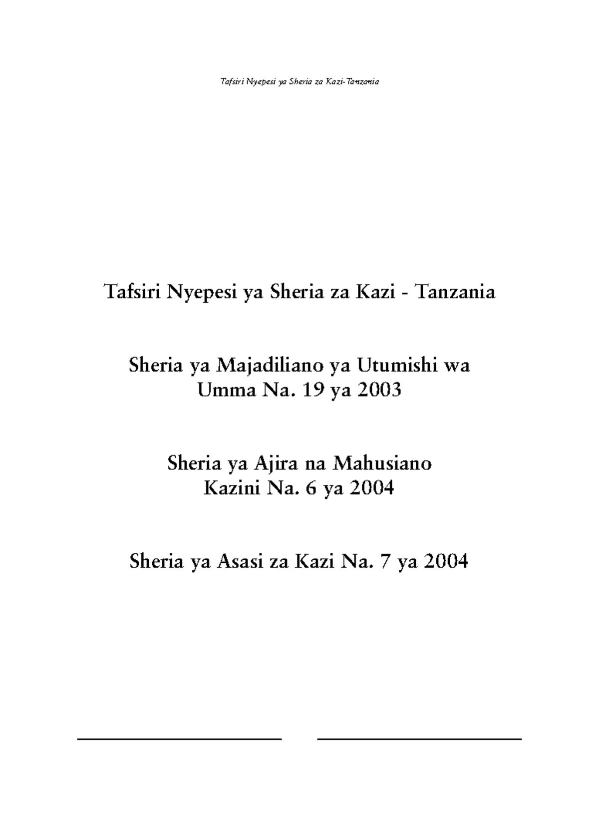 07241-book - Tafsiri Nyepesi ya Sheria za Kazi - Tanzania Sheria ya ...