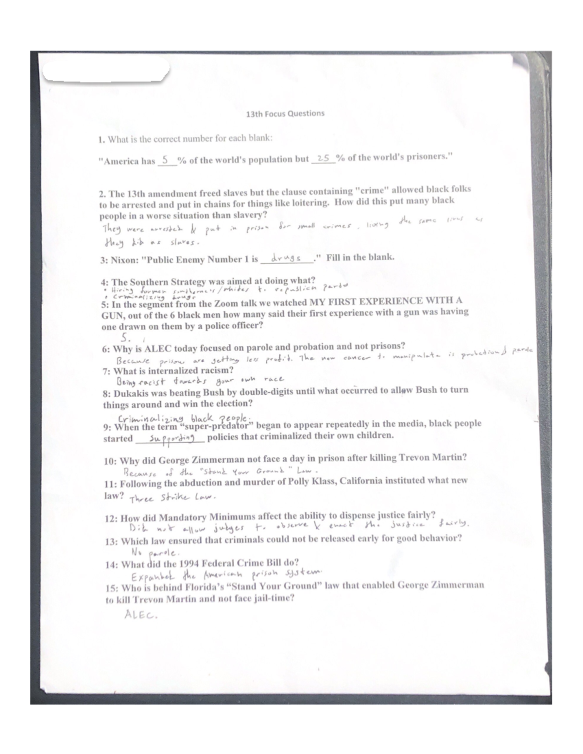 13th Focus Questions - Studocu