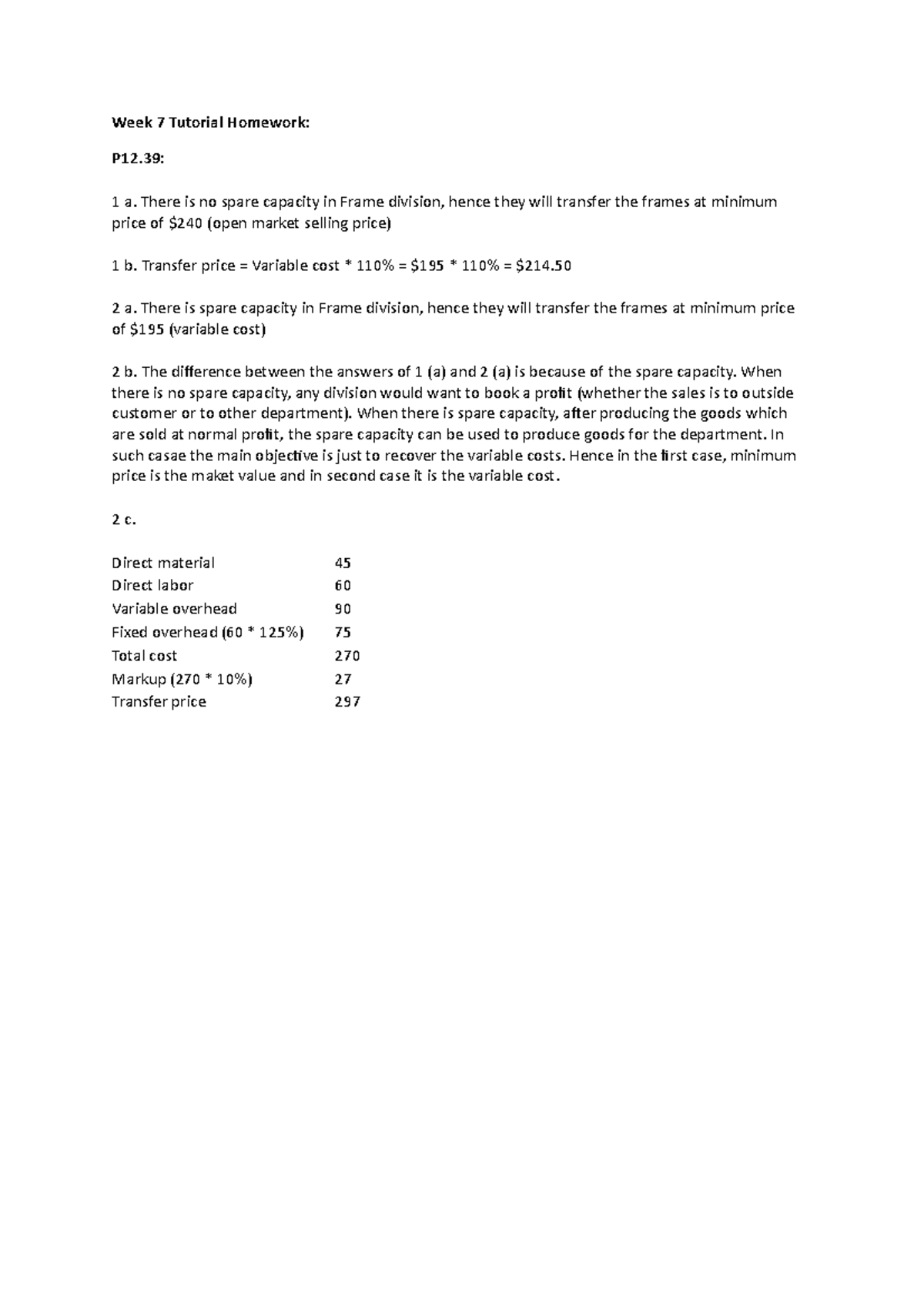 Week 7 Tutorial Homework QP12 - Week 7 Tutorial Homework: P12: 1 a ...