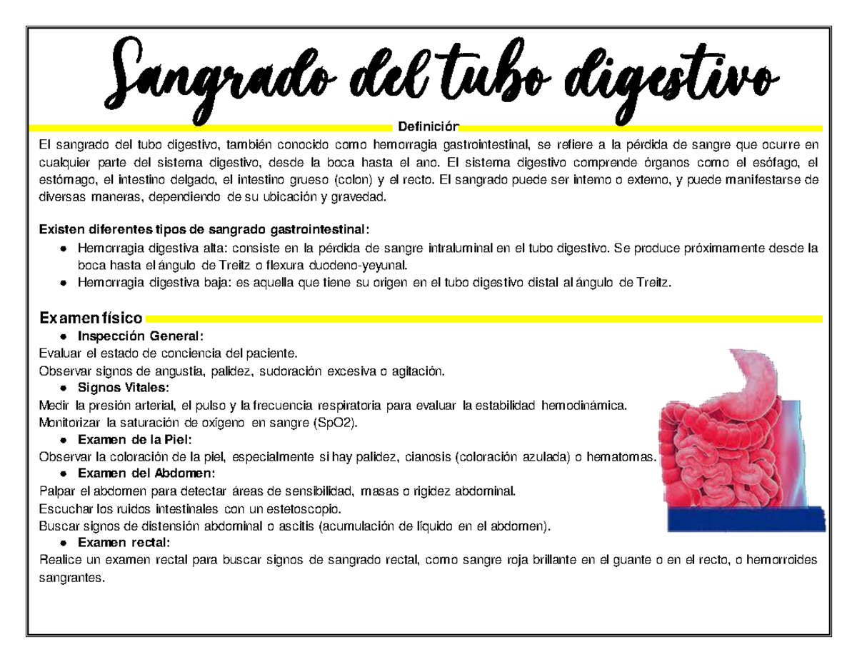 Hemorragia del tubo digestivo - Definición El sangrado del tubo ...
