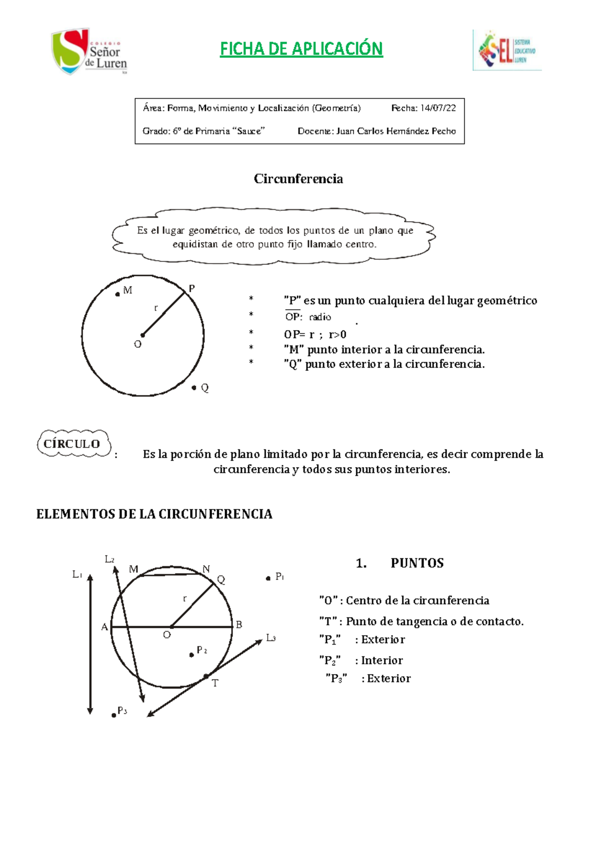 Circunferencia - Es el lugar geométrico, de todos los puntos de un ...