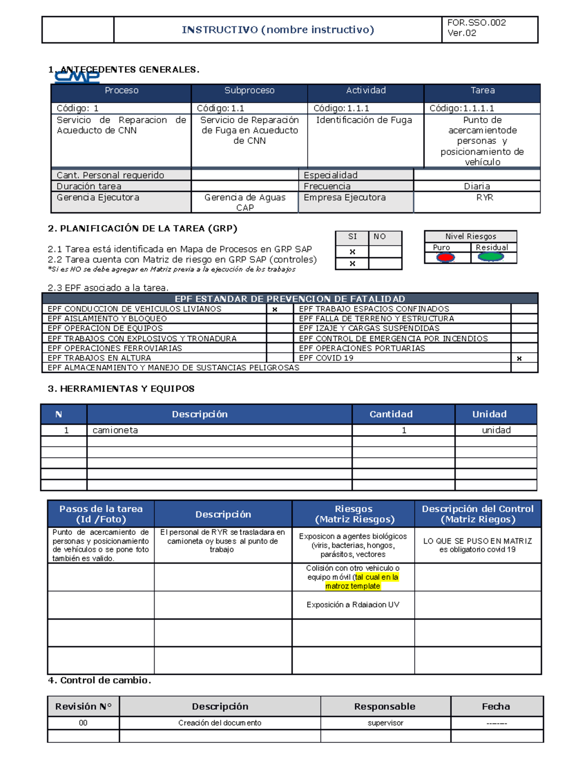 Formato Instructivo para las tareas con ejemplo - INSTRUCTIVO (nombre ...