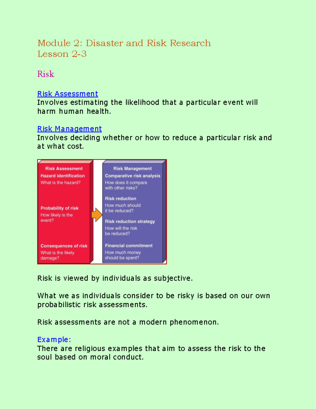 lesson 2 - notes - Module 2 : Disaster and Risk Research Lesson 2 - 3 ...