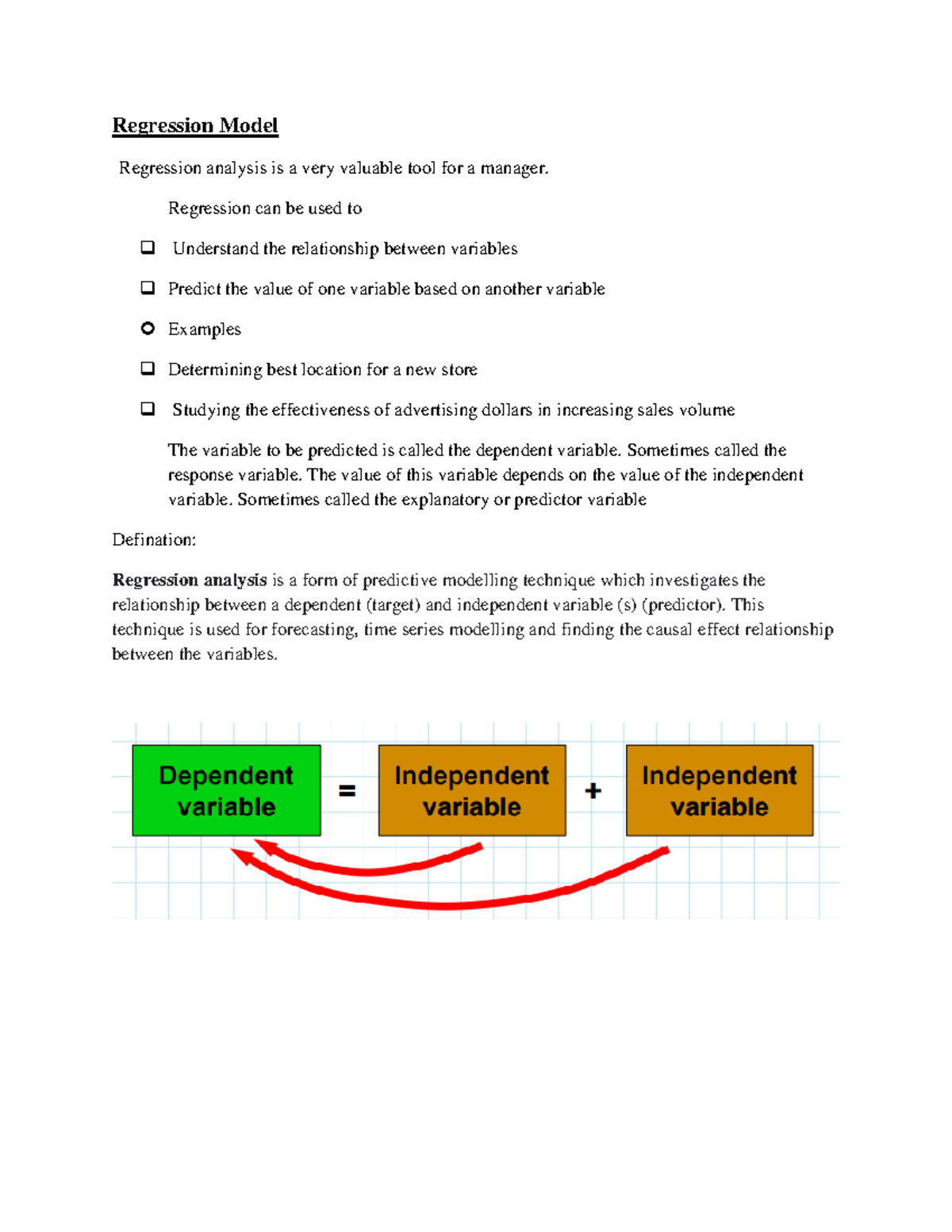 UNIT-2 - Amazing - Regression Model Regression analysis is a very ...
