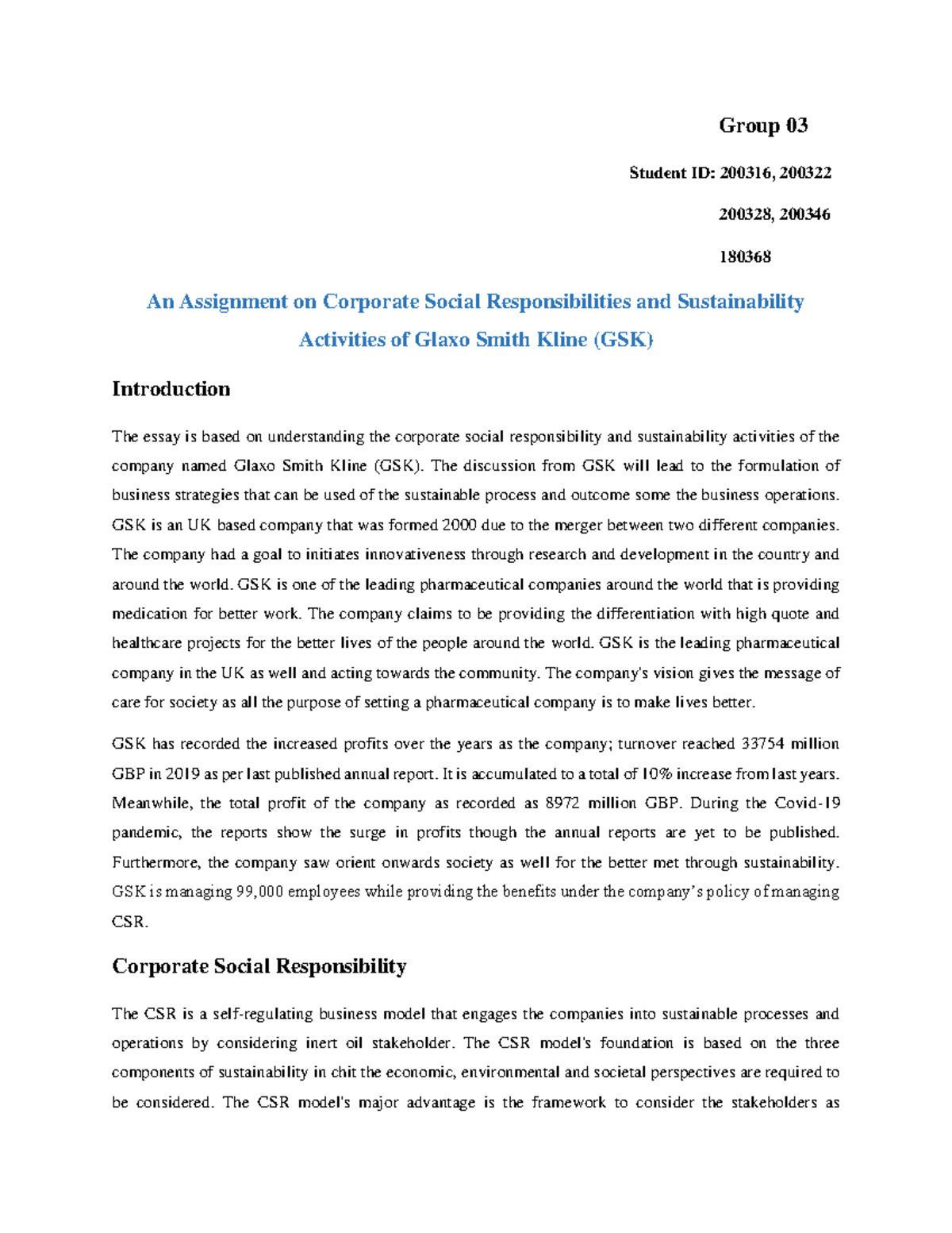 IB assignment - Group 03 Student ID: 200316, 200322 200328, 200346 ...