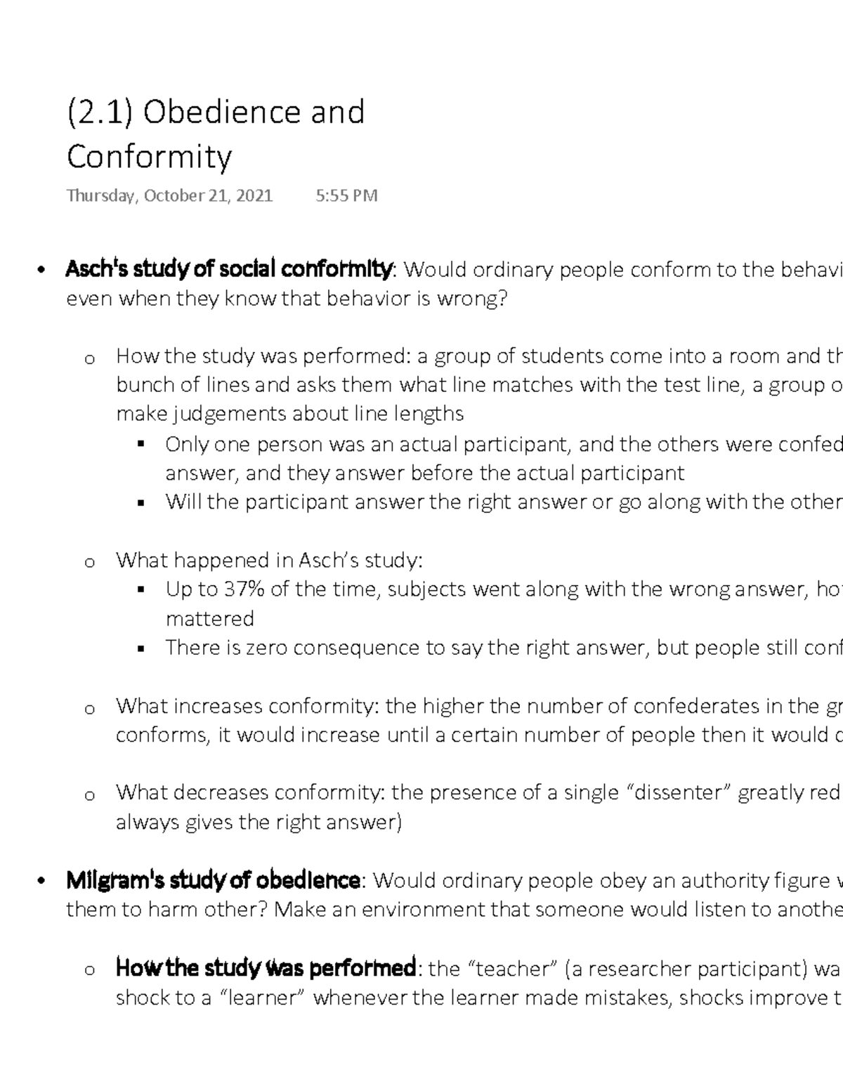 (2.1) Obedience and Conformity - Asch's study of social conformity ...