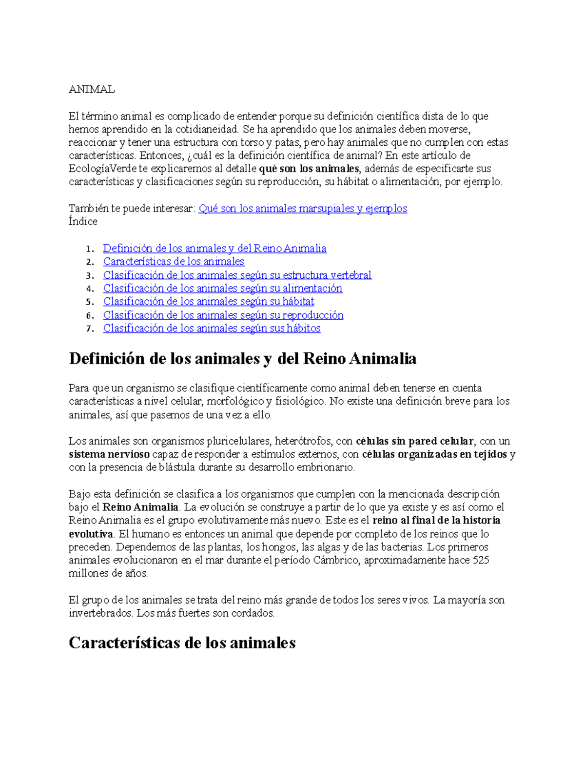 Animal - Apuntes 1 - ANIMAL El término animal es complicado de entender ...
