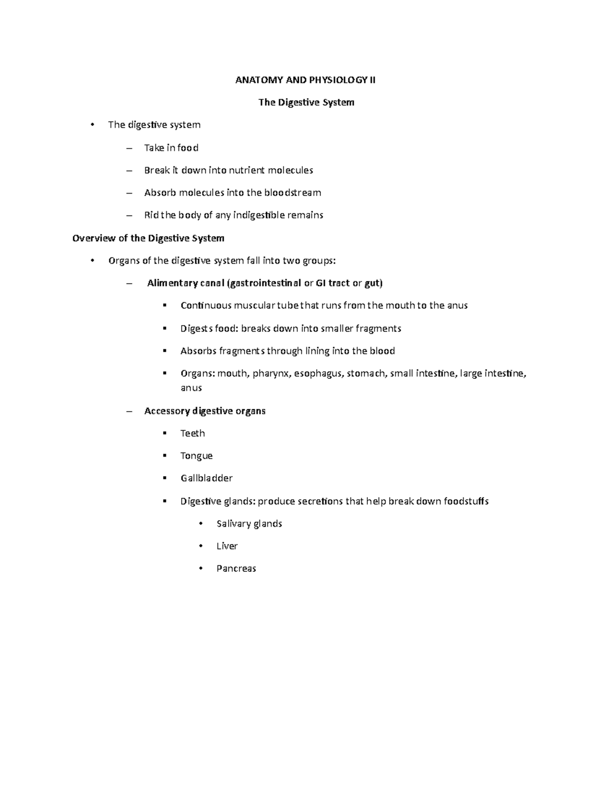 The Digestive System Reviewer - ANATOMY AND PHYSIOLOGY II The Digestive ...
