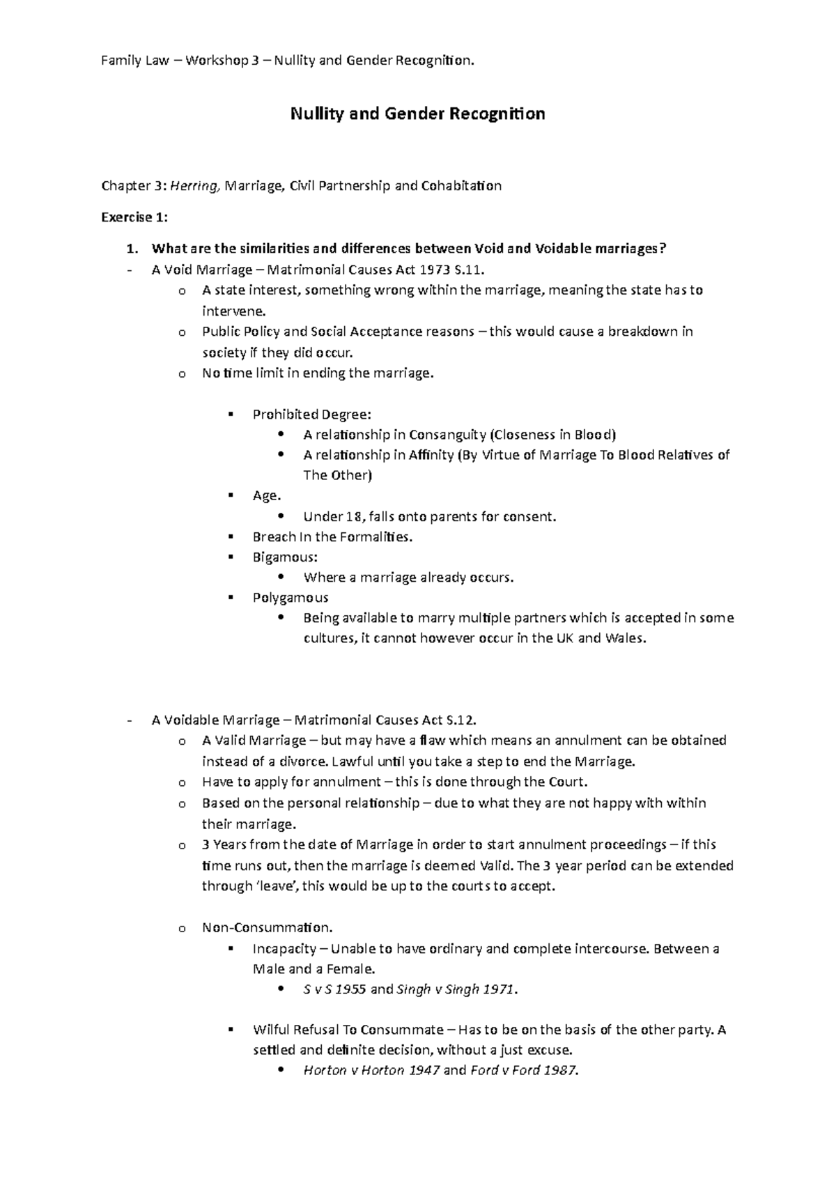 Workshop 3 - Nullity and Gender Recognition - Family Law – Workshop 3 ...