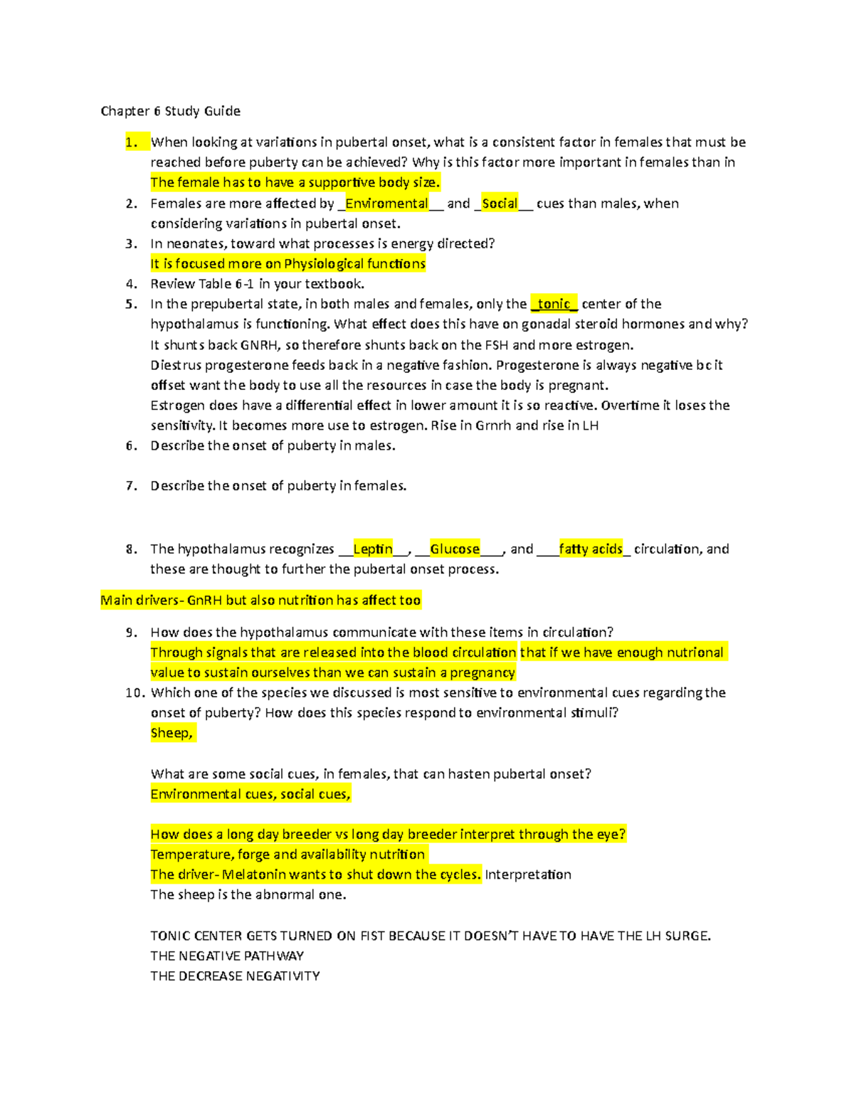 Chapter 6 Reveiw Repro - Study guide - Chapter 6 Study Guide When ...